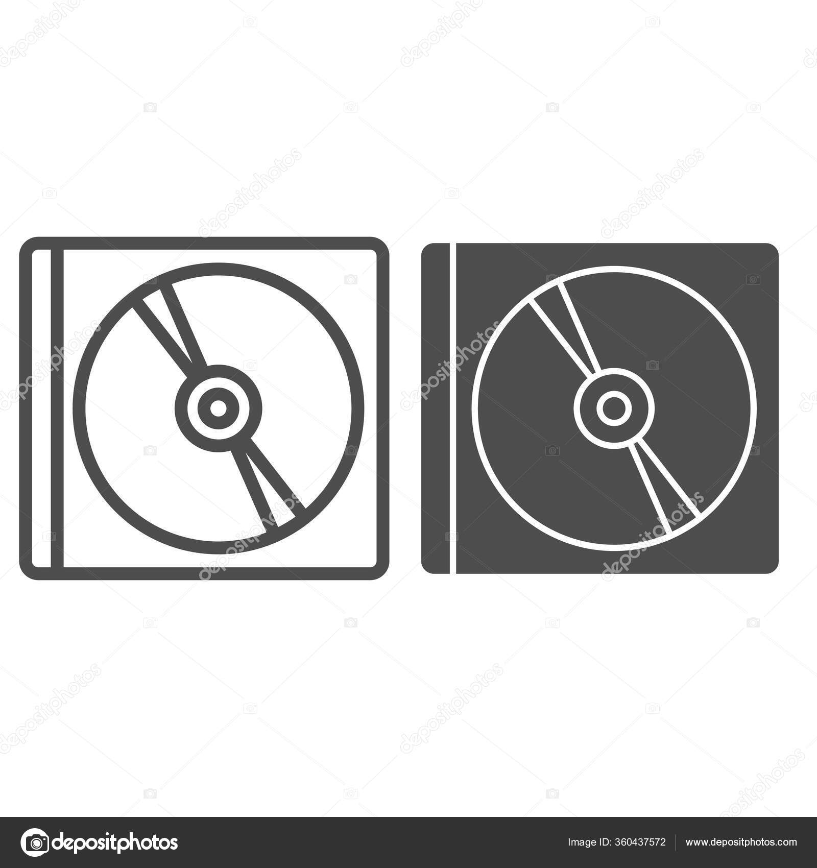 Compact disk box line and glyph icon. Data storage for software or ...