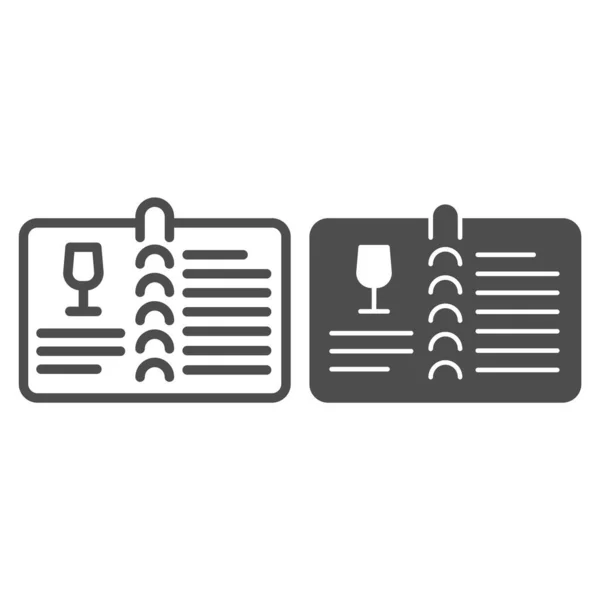 Valioso menú de vinos o línea de libro de vinos e icono sólido. Menú ...
