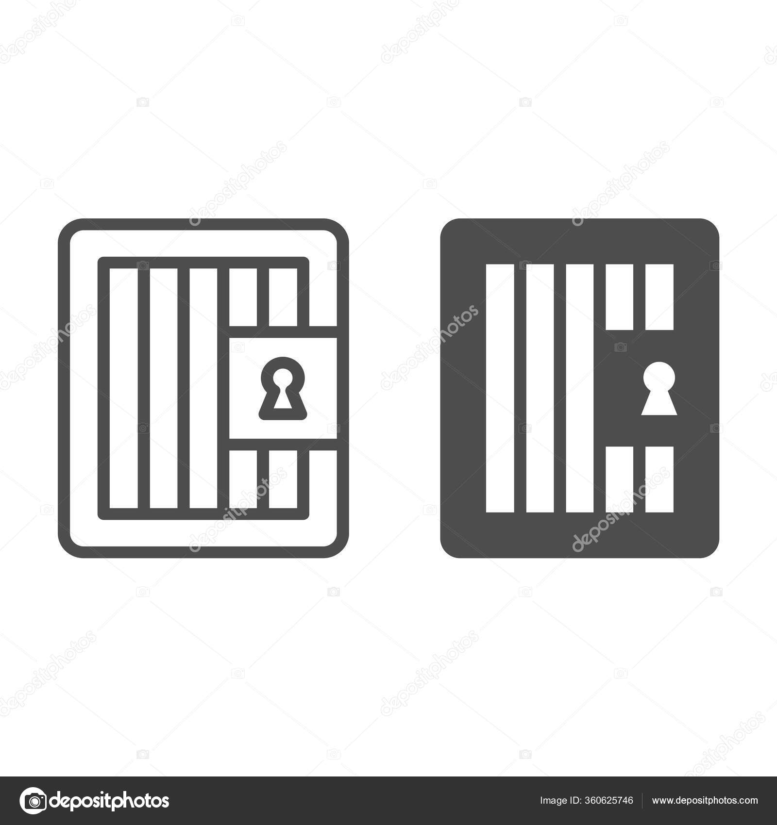 Prison door line and solid icon. Jail gate, heavy metal frame ...