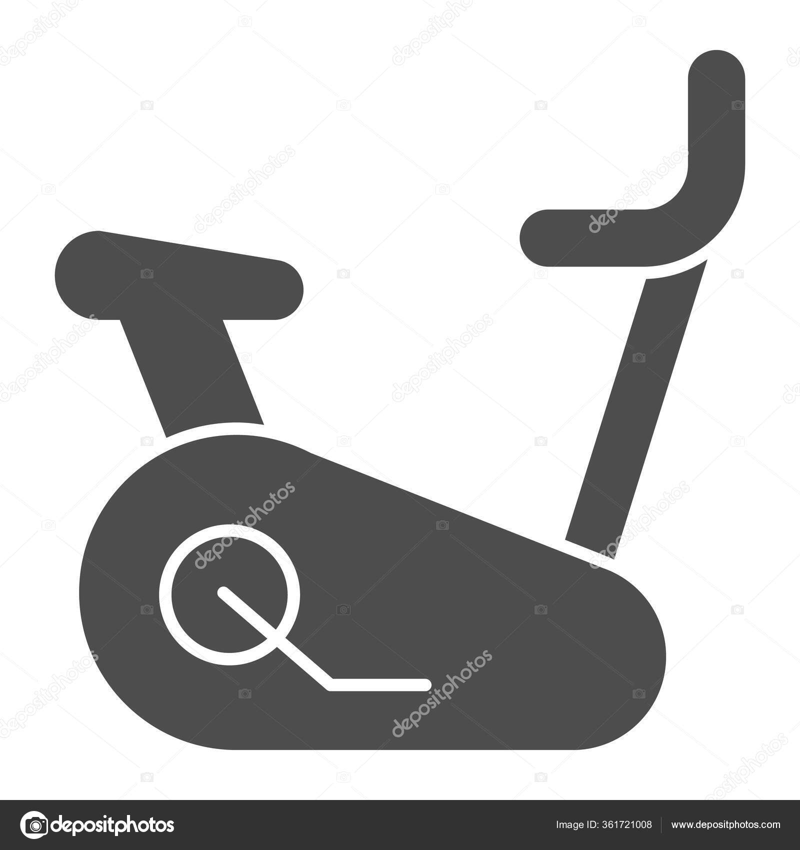Exercise bike line and solid icon. Stationary fitness cycle symbol ...