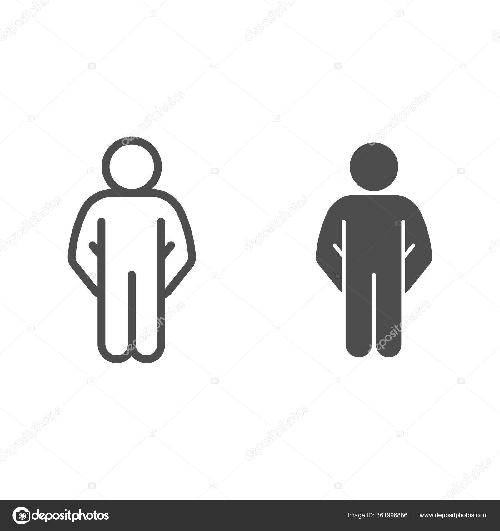 Confused human pose line and solid icon. Man with hands in pockets ...