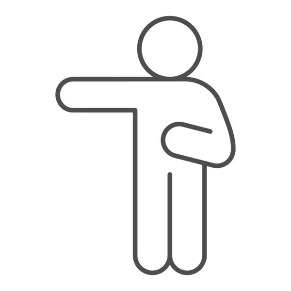 Man pointing with arms to left line and solid icon. Man with two arms ...