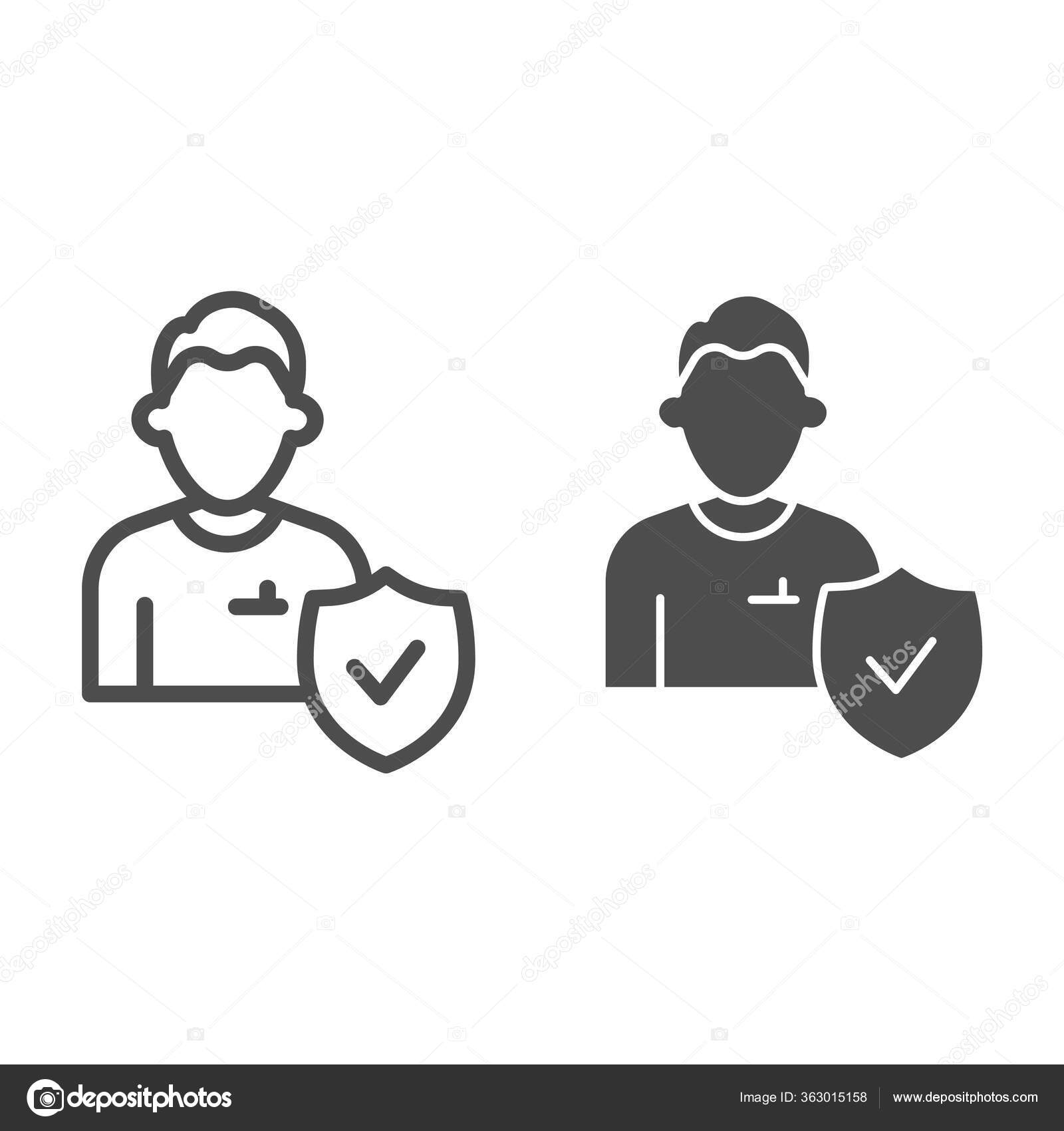 Hired employee or candidate line and solid icon. Approved person and ...