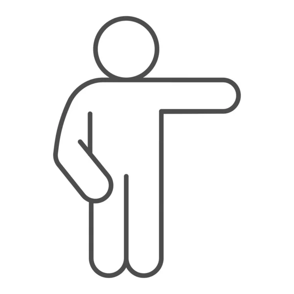 Human silhouette with right hand up thin line icon. Man raised hand on ...