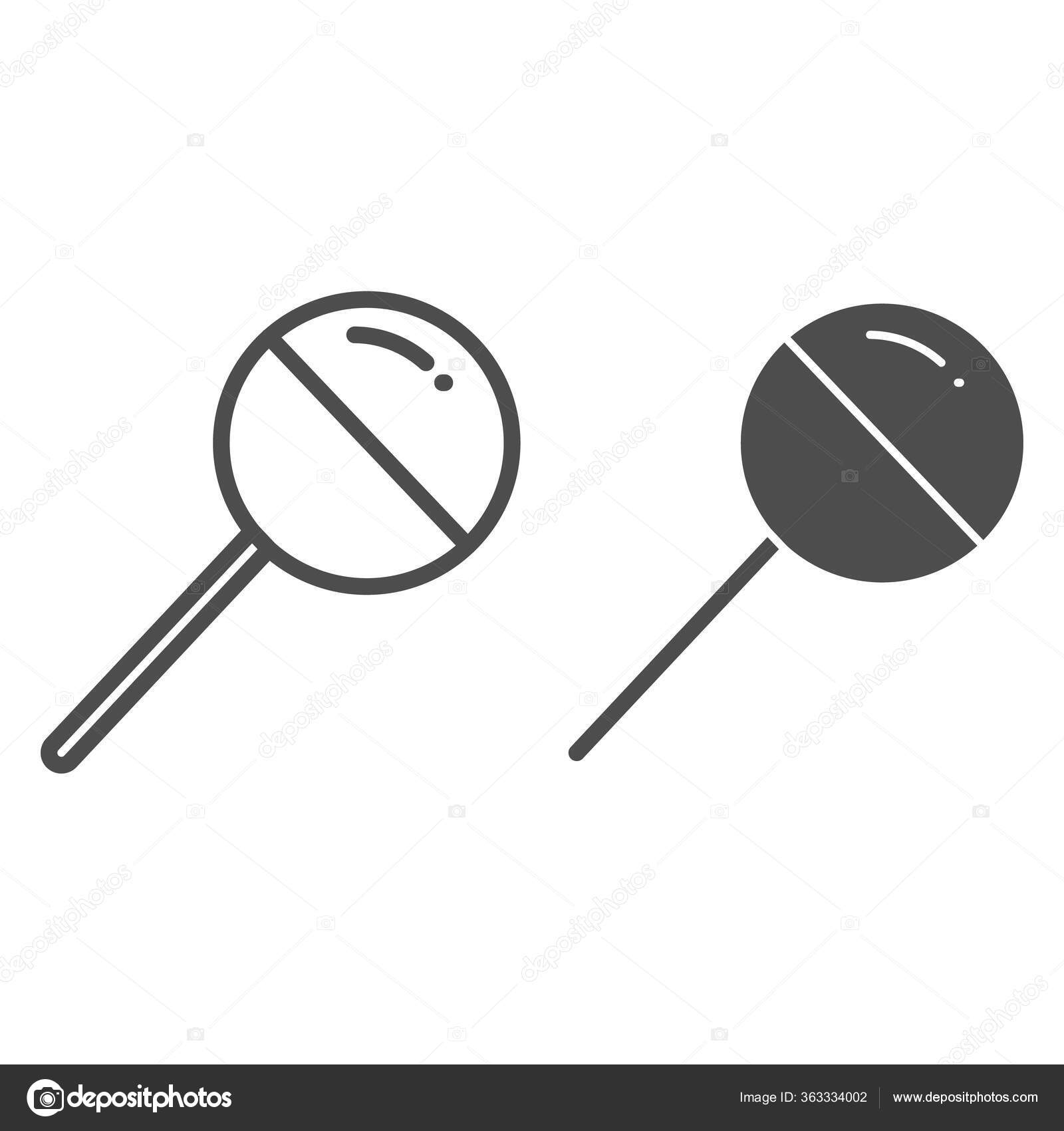 Chupa Chups line and solid icon. Sweet round lollipop illustration ...