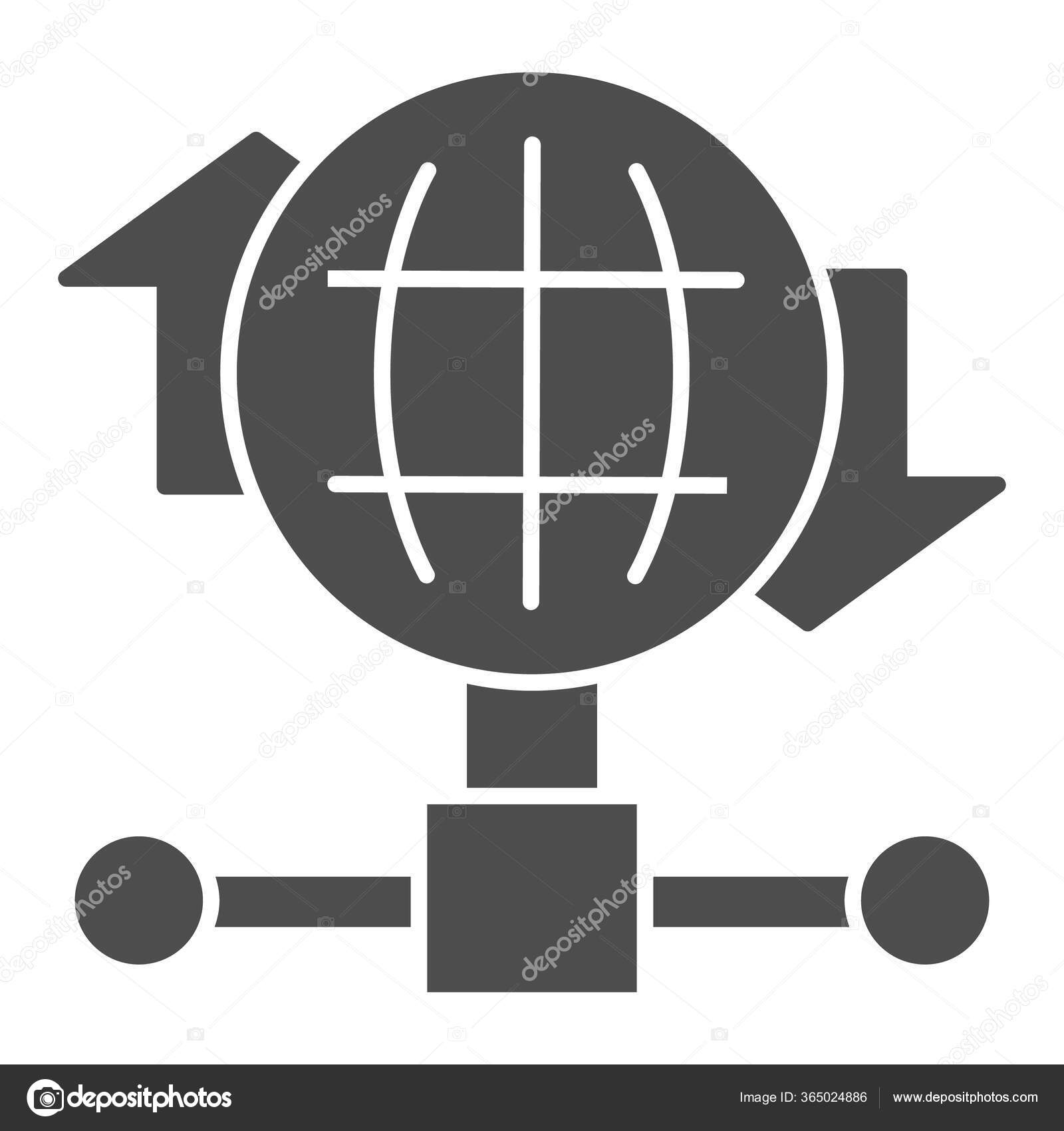 Internet Connection Bandwidth Solid Icon Globe Fiber Optic Wire Symbol ...