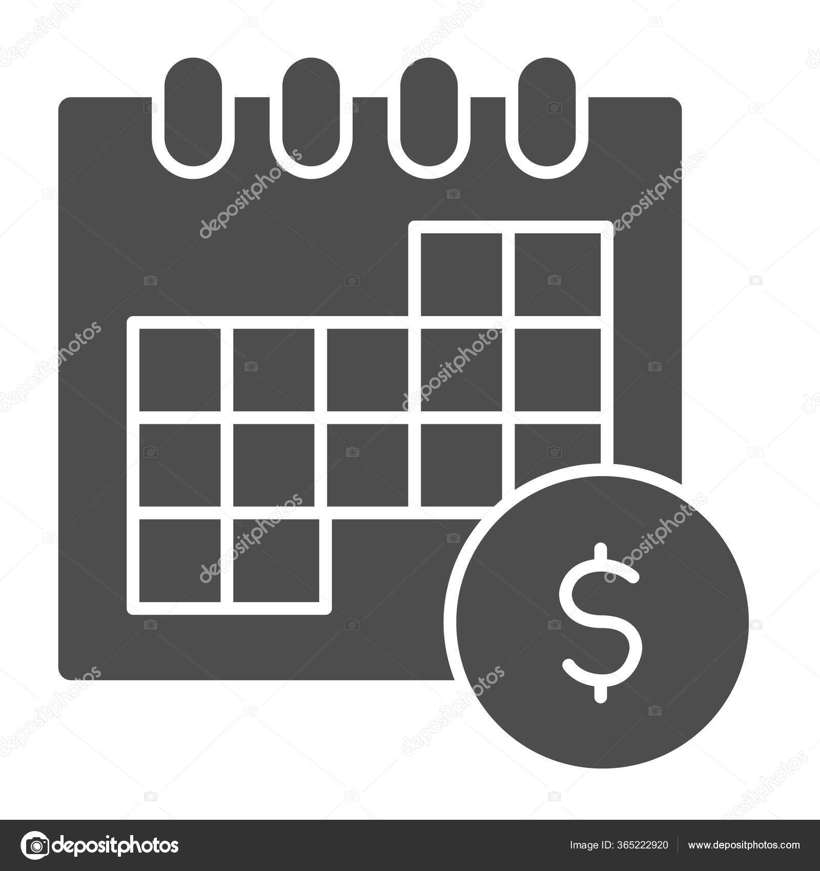 Financial Planning Solid Icon Budget Plan Calendar Dollar Coin Symbol ...