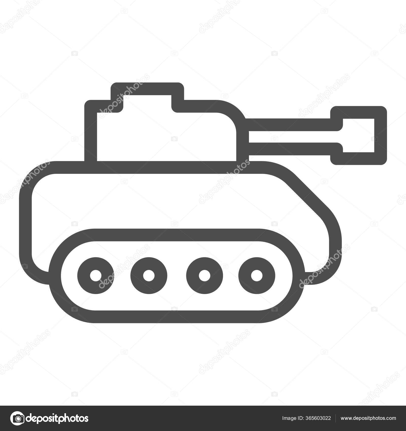 Army tank line icon. Combat fighting and war vehicle symbol, outline ...