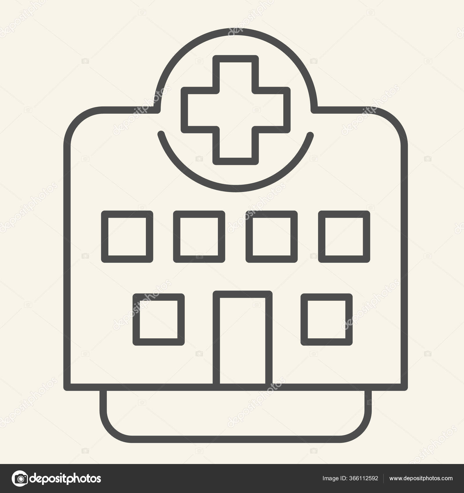 Clinic thin line icon. Hospital building outline style pictogram on ...