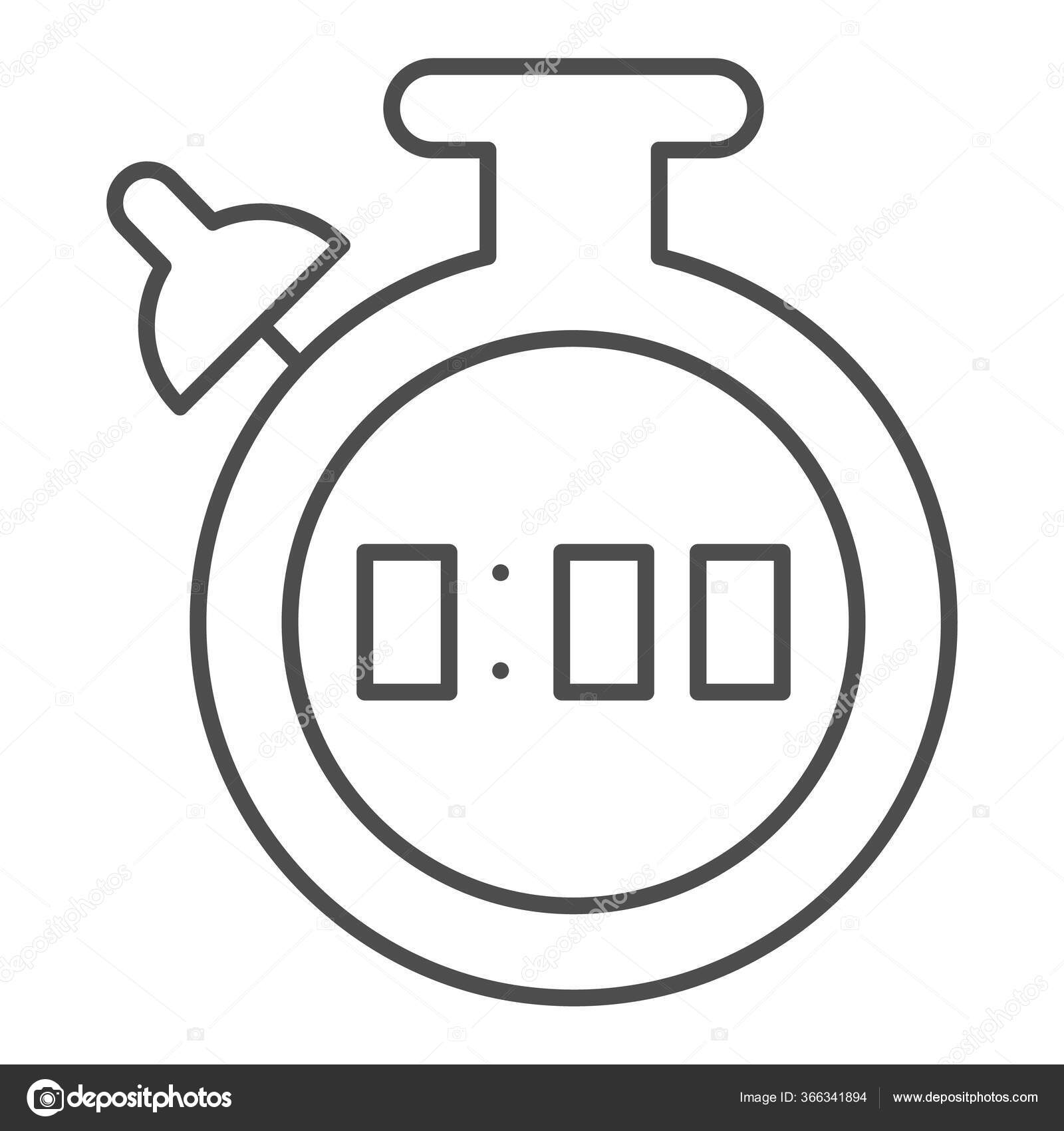 Electronic timer thin line icon. Stopwatch, time measuring device ...