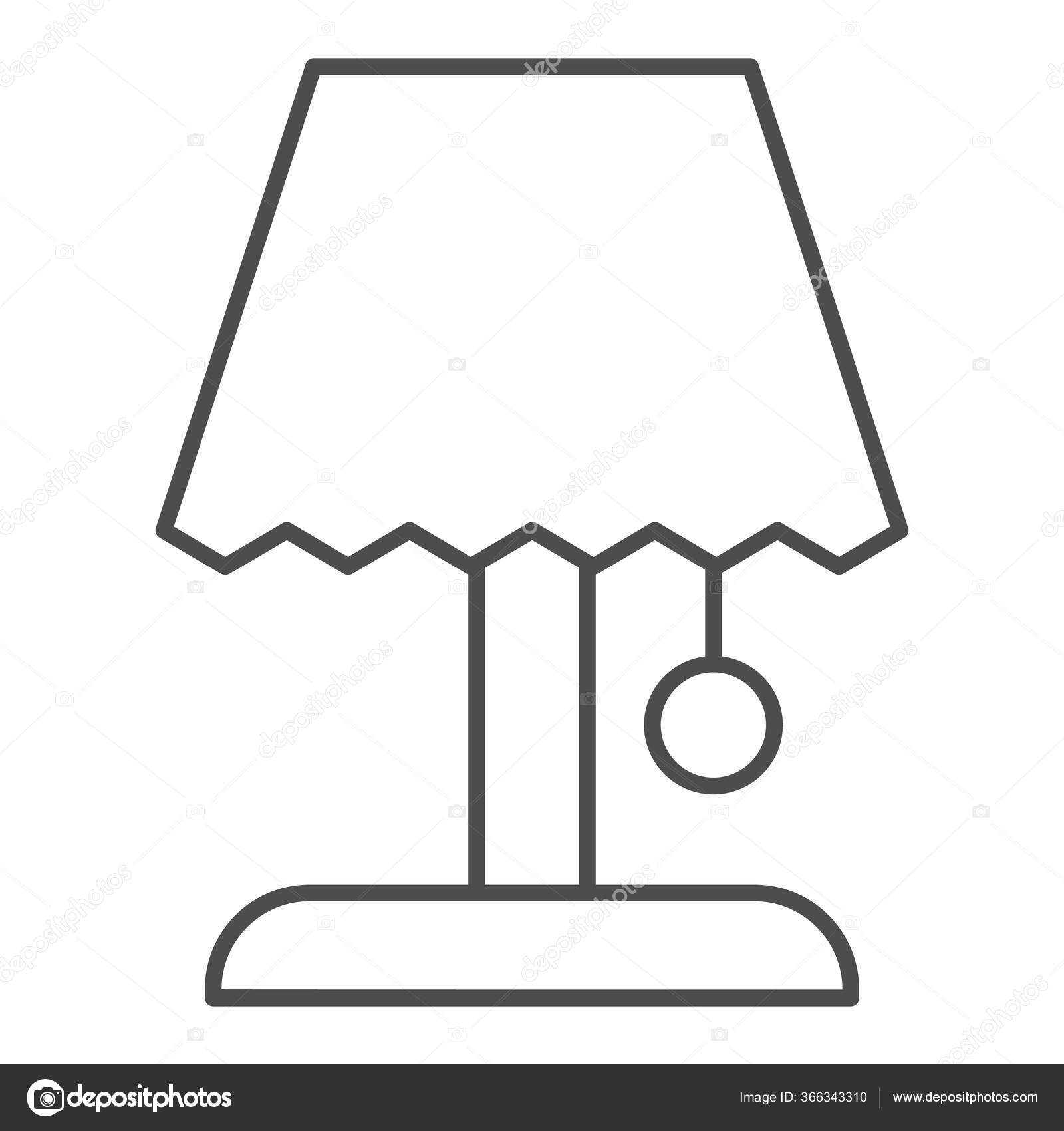 Bedside table lamp thin line icon. Light fixture for living room or ...