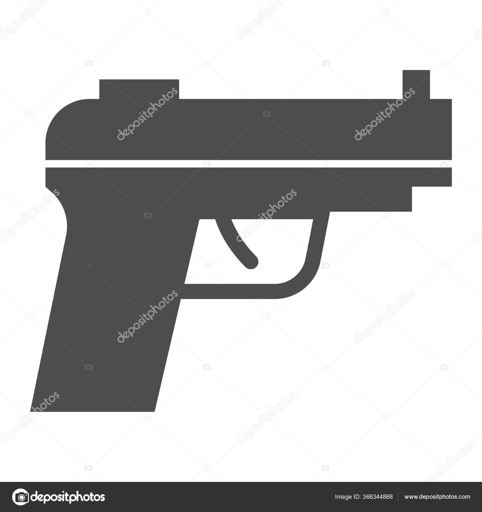Pistolet icône solide. Arme à feu ou arme de poing, symbole d'arme à ...