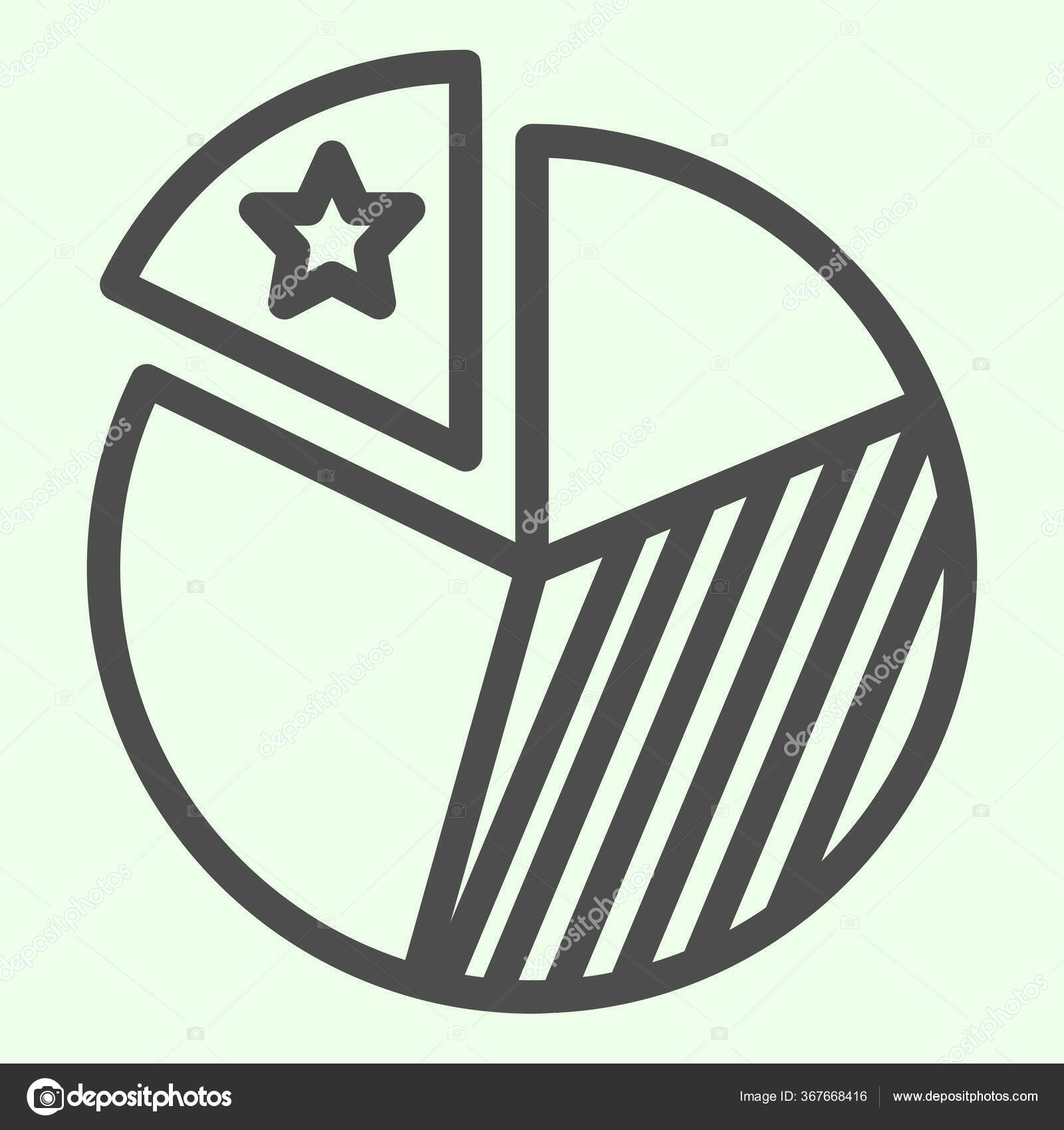Diagram line icon. Pie chart with marked part outline style pictogram ...