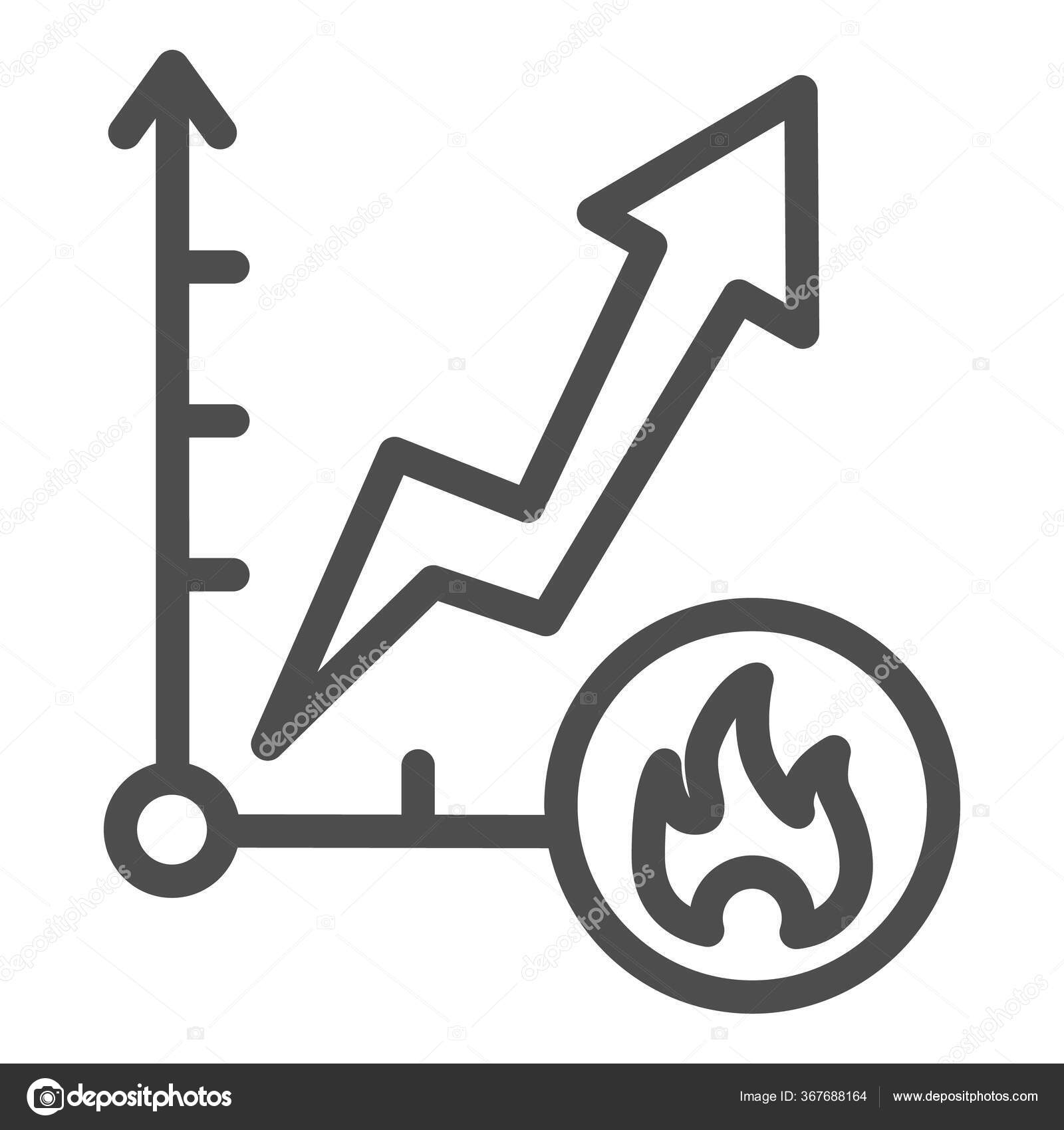Fuel price increase line icon. Energy market price growth graph ...