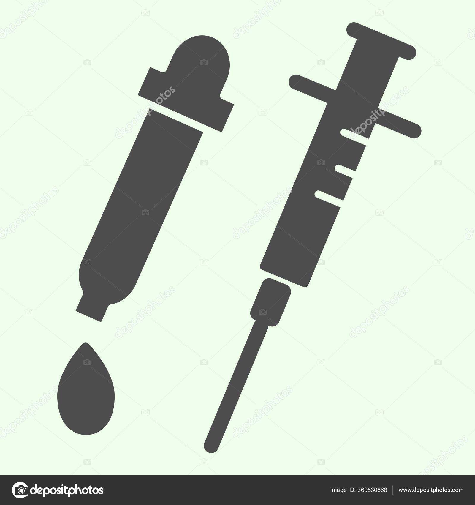 Injection solid icon. Medical syringe for vaccination and pipette glyph ...