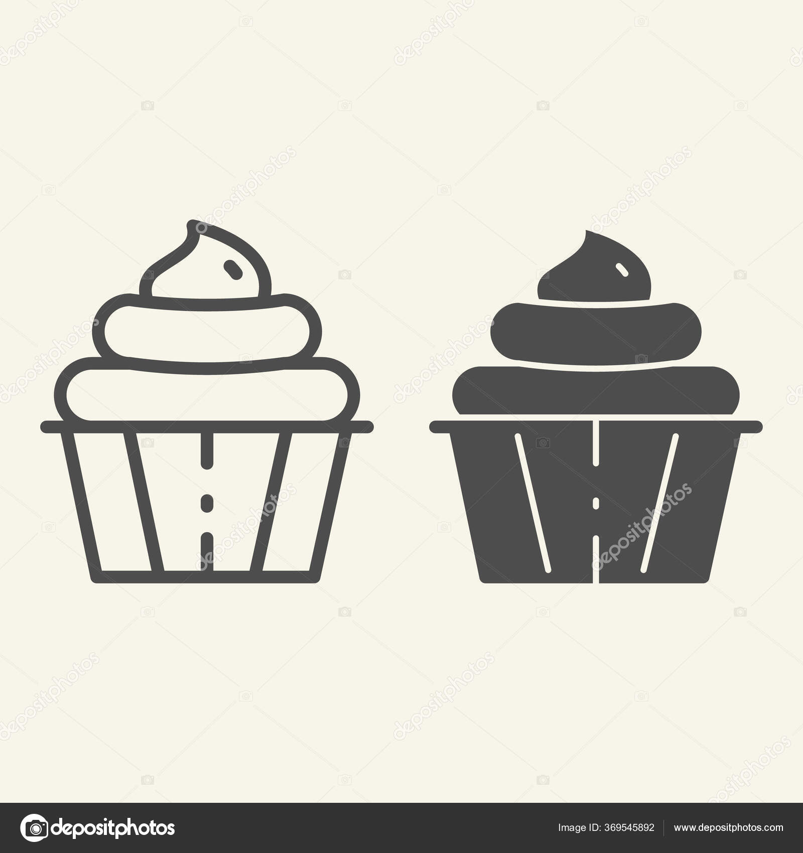 Cupcake line and glyph icon. Confectionery vector illustration isolated on white. Sweets outline ...