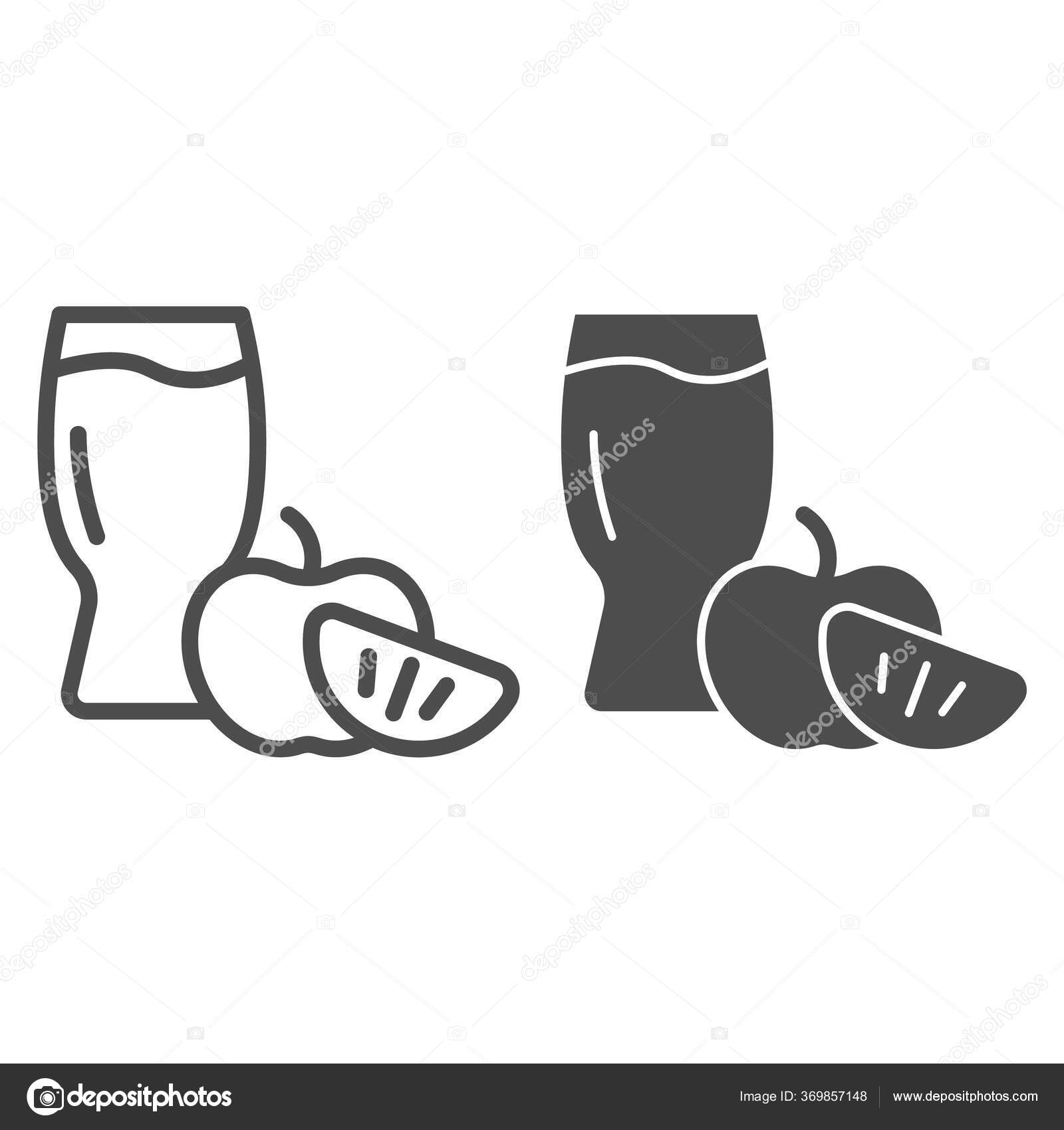 Apple cider glass line and glyph icon. Apple with glass vector ...