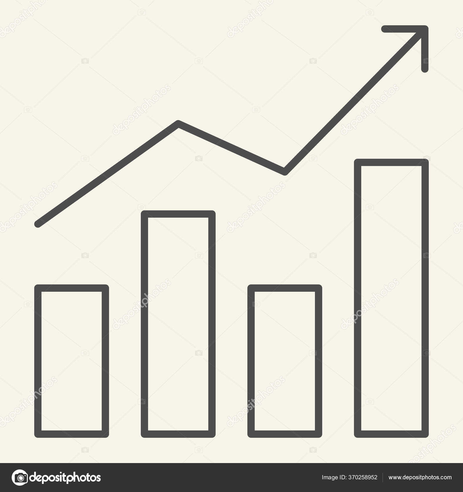 Diagram thin line icon. Growth graph vector illustration isolated on ...