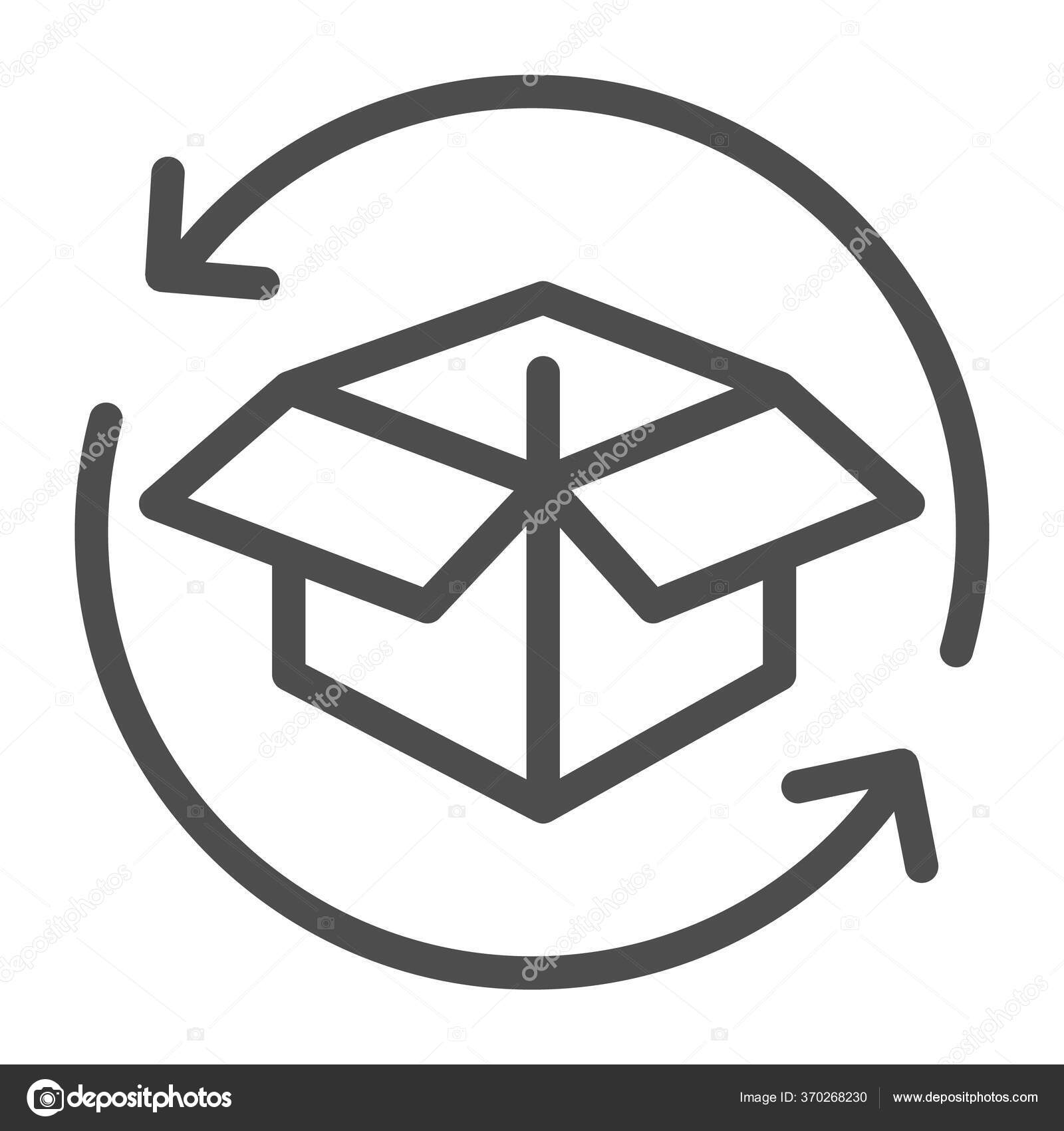 Cargo box with arrows line icon, delivery parcel and logistics freight ...