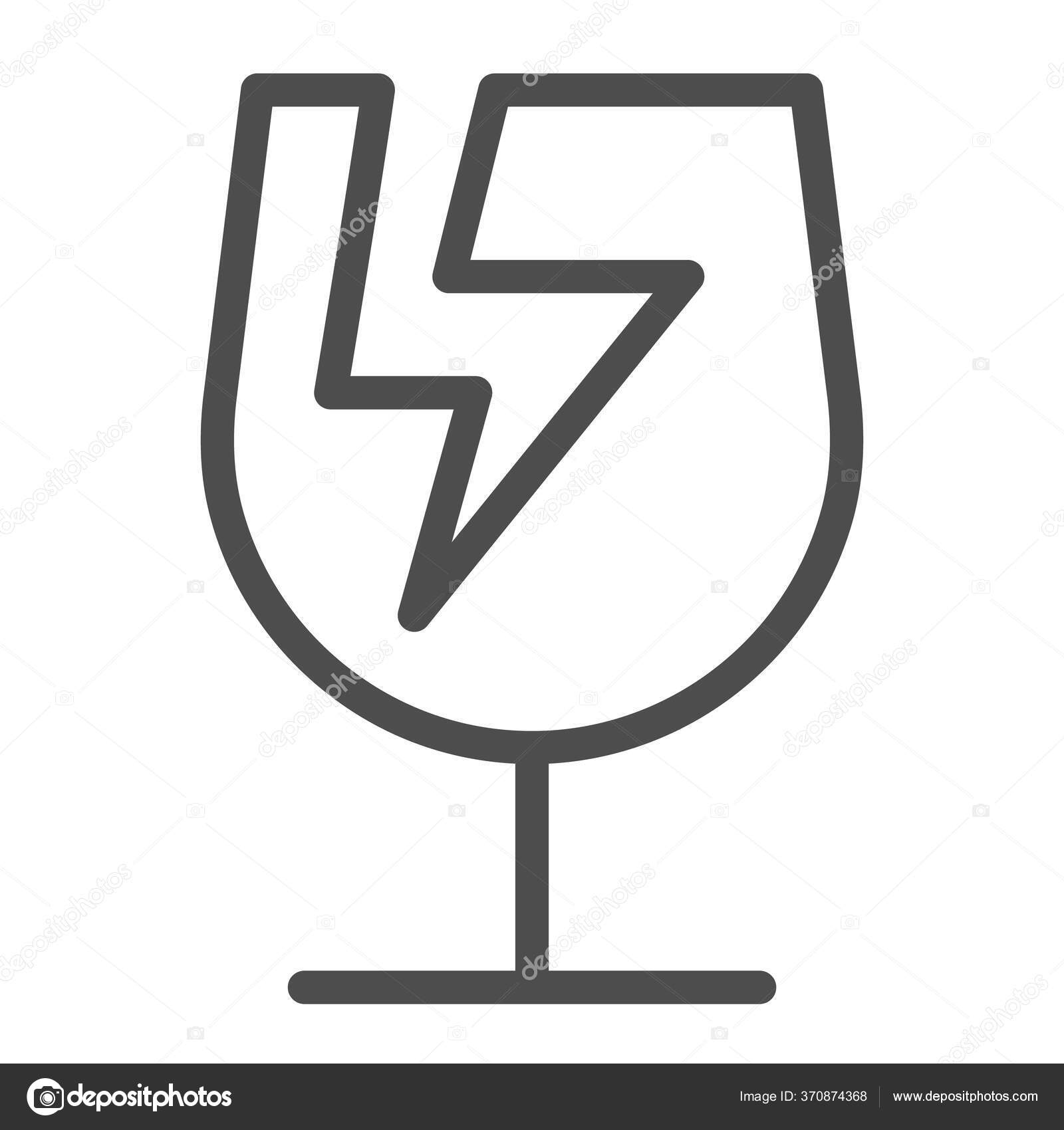 Symbole en verre cassé de l'icône fragile de la ligne de fret, symbole ...