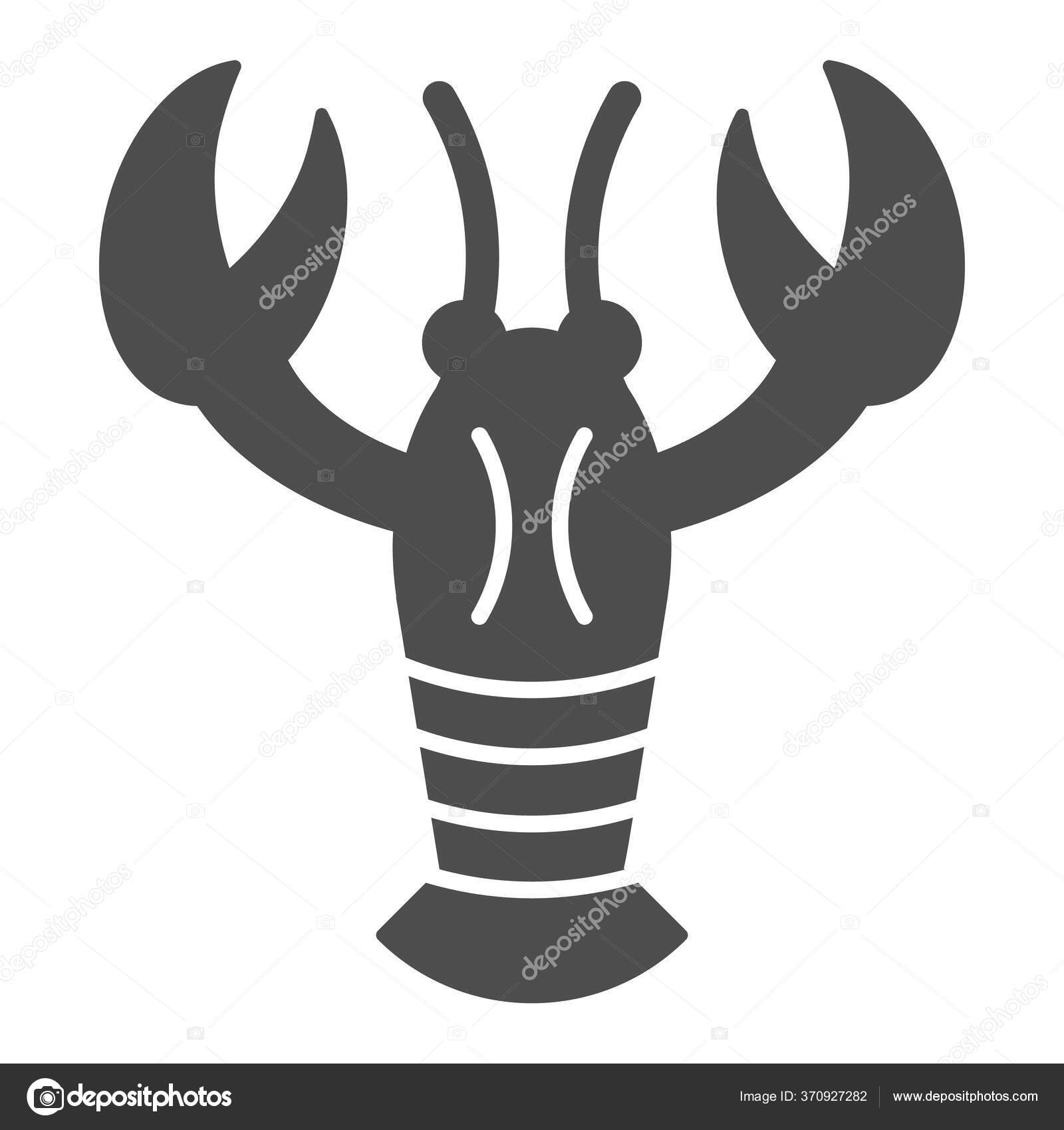 Crayfish solid icon. Crustacean vector illustration isolated on white ...