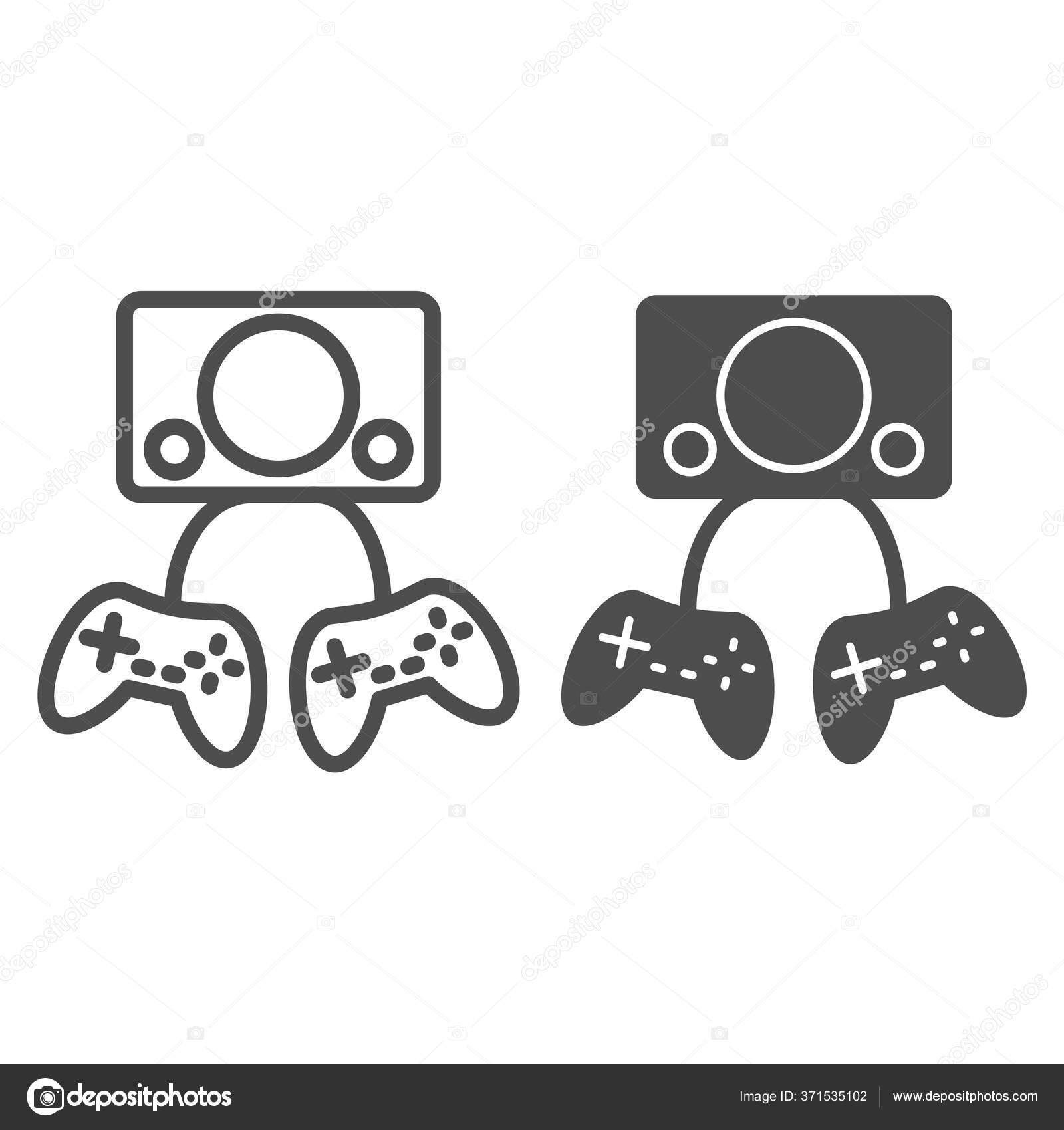 Two gamepads line and glyph icon. Video gaming vector illustration ...