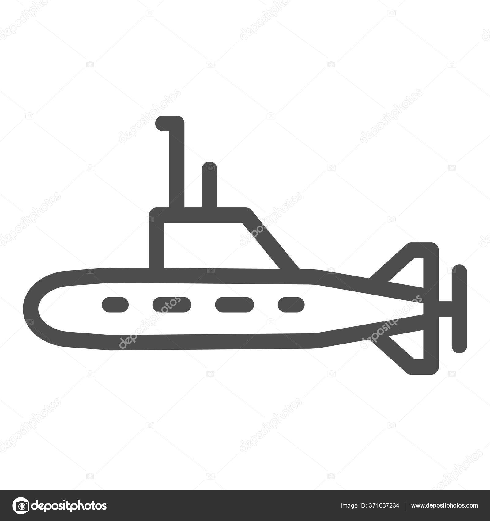 Submarine line icon, warship transport symbol, underwater boat vector ...
