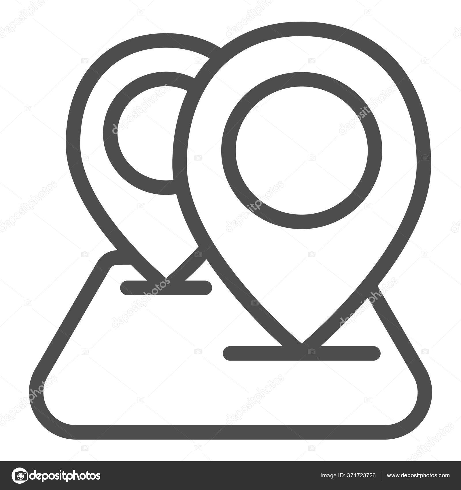 Navigation map and two pointer line icon. Cartography vector ...