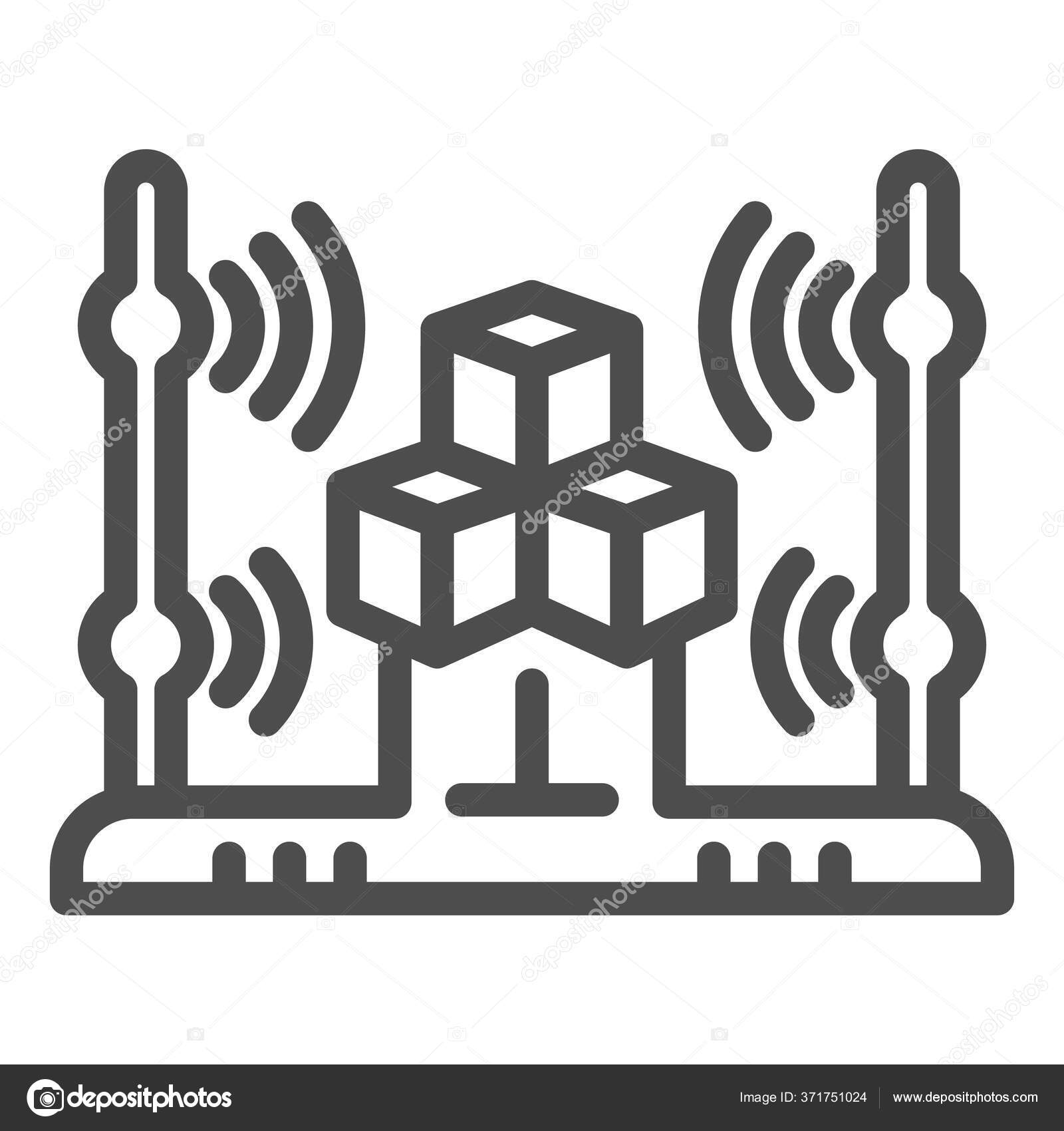 3d scanning system line icon. 3d cube scan vector illustration isolated ...