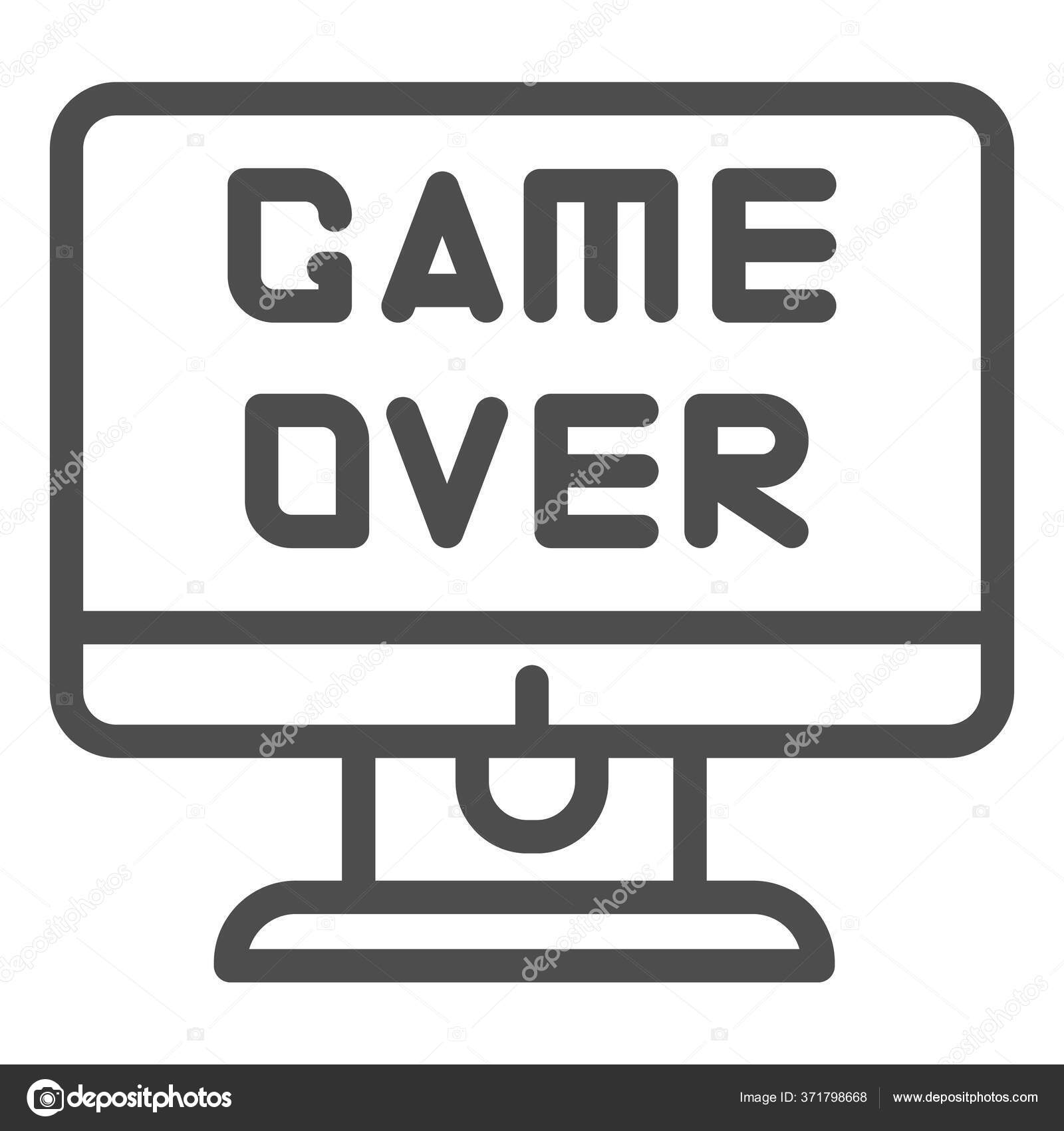 Game over text on screen line icon. End of a game vector illustration ...