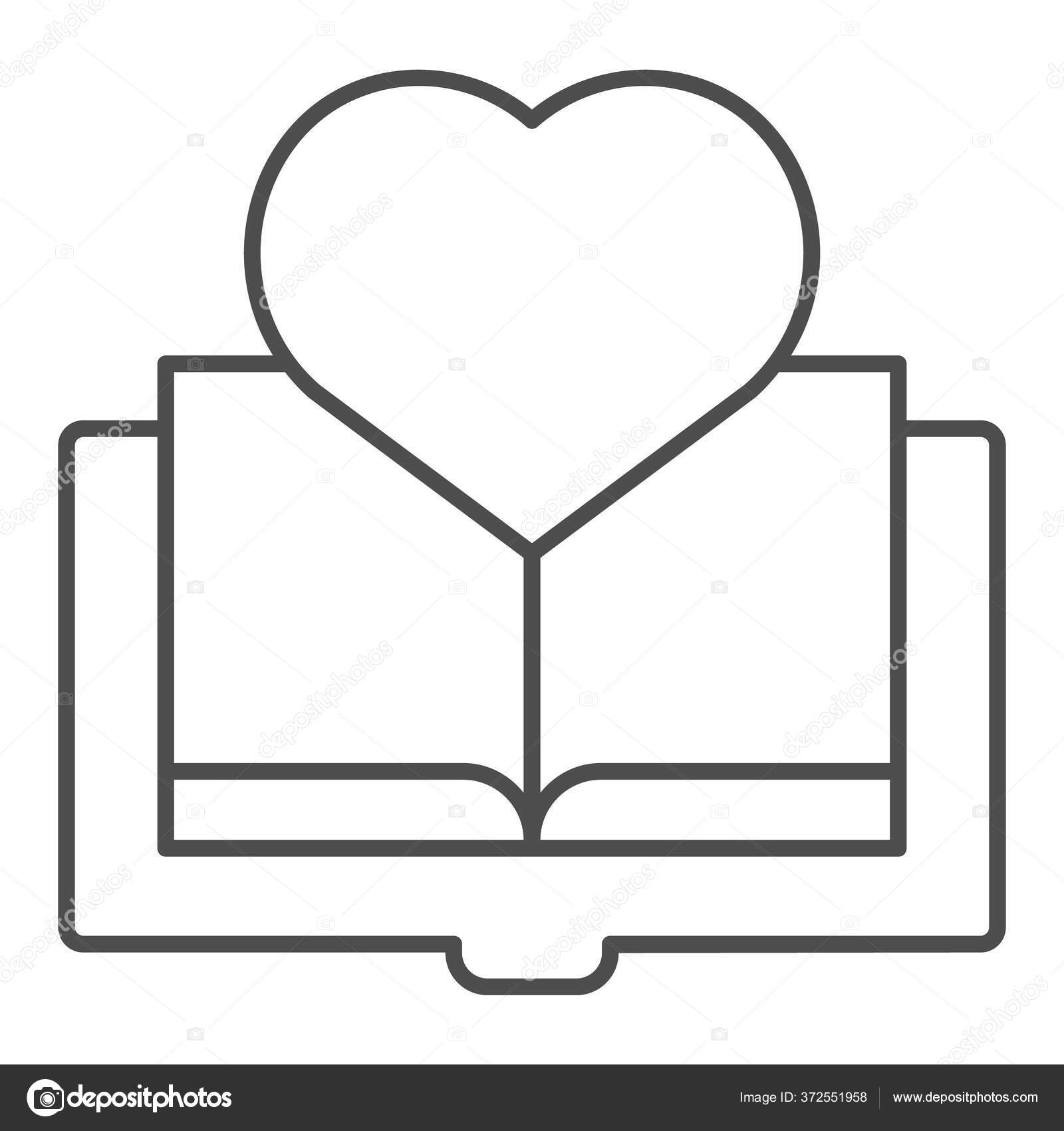 Book with heart thin line icon. Favorite book vector illustration ...