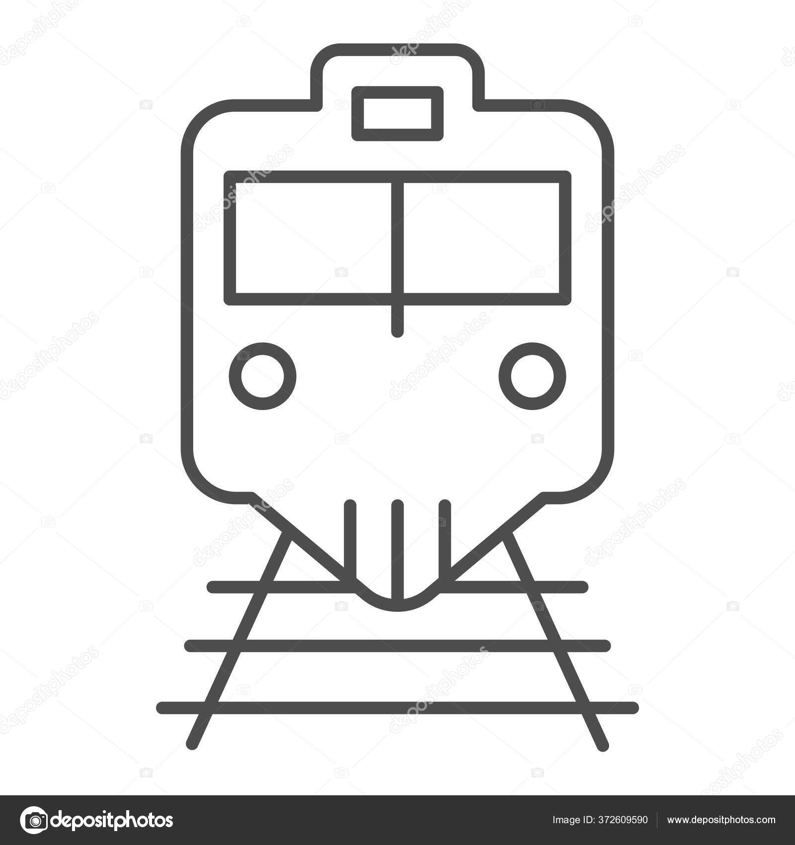 Train and railroad thin line icon. Railway vector illustration isolated ...