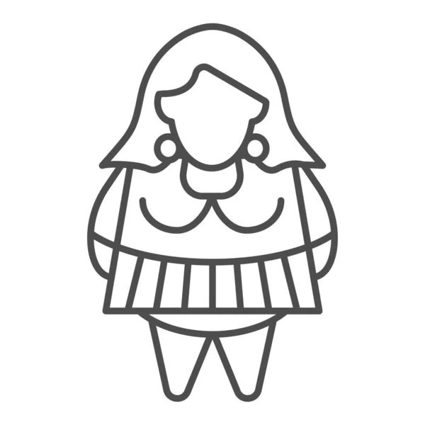 Fat girl line icon. Body positive vector illustration isolated on white ...