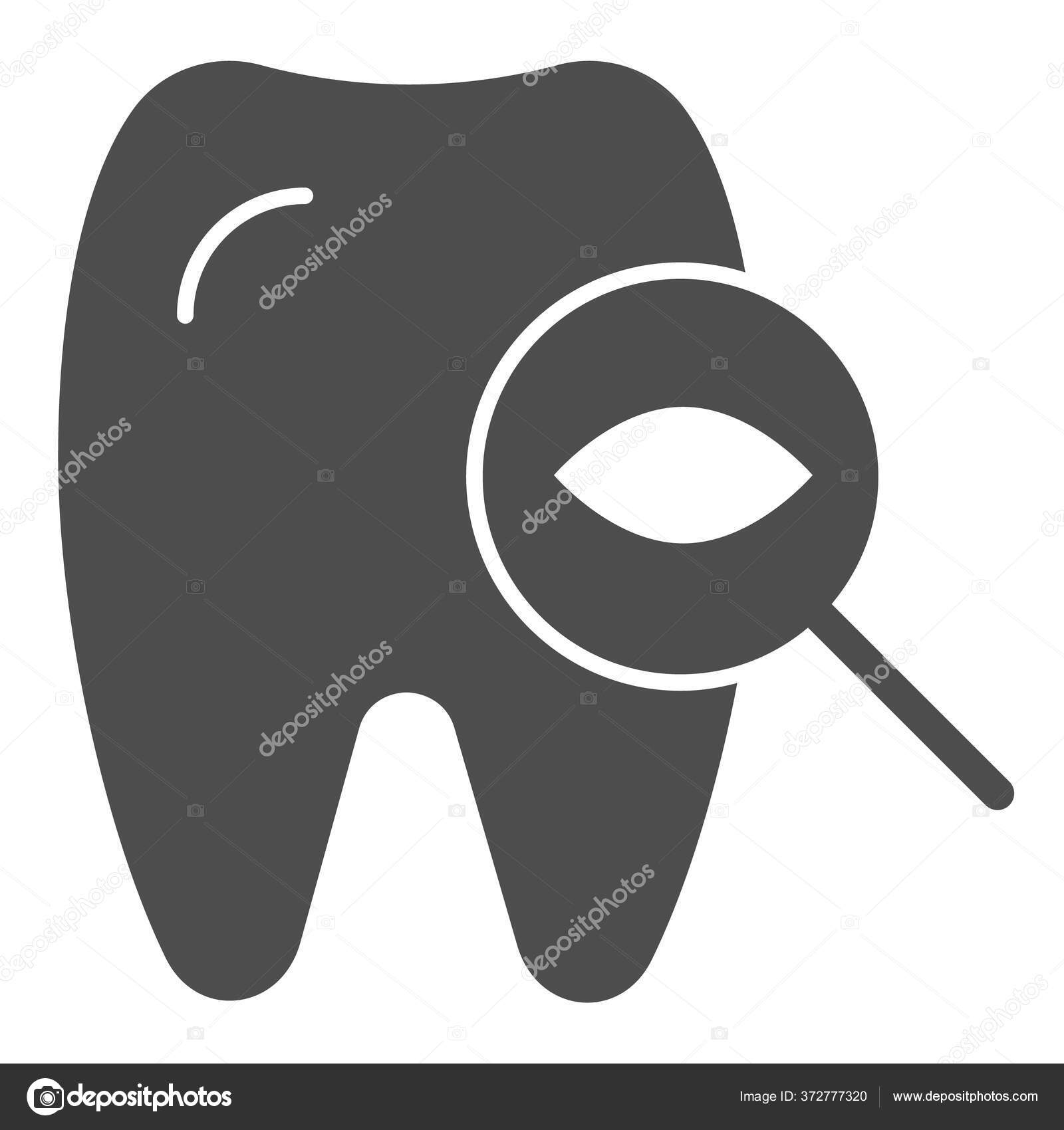 Dental examination tooth solid icon. Dental checkup vector illustration isolated on white. Tooth ...