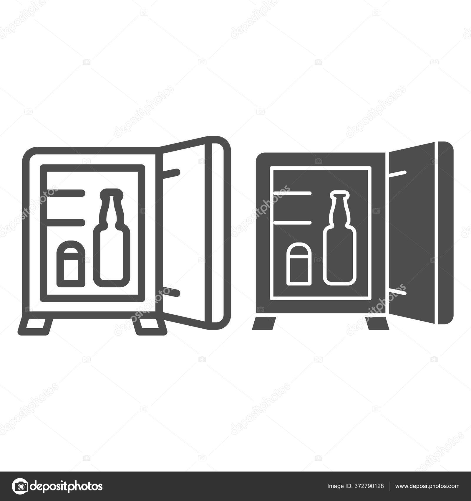 Mini bar line and glyph icon. Hotel fridge vector illustration isolated ...