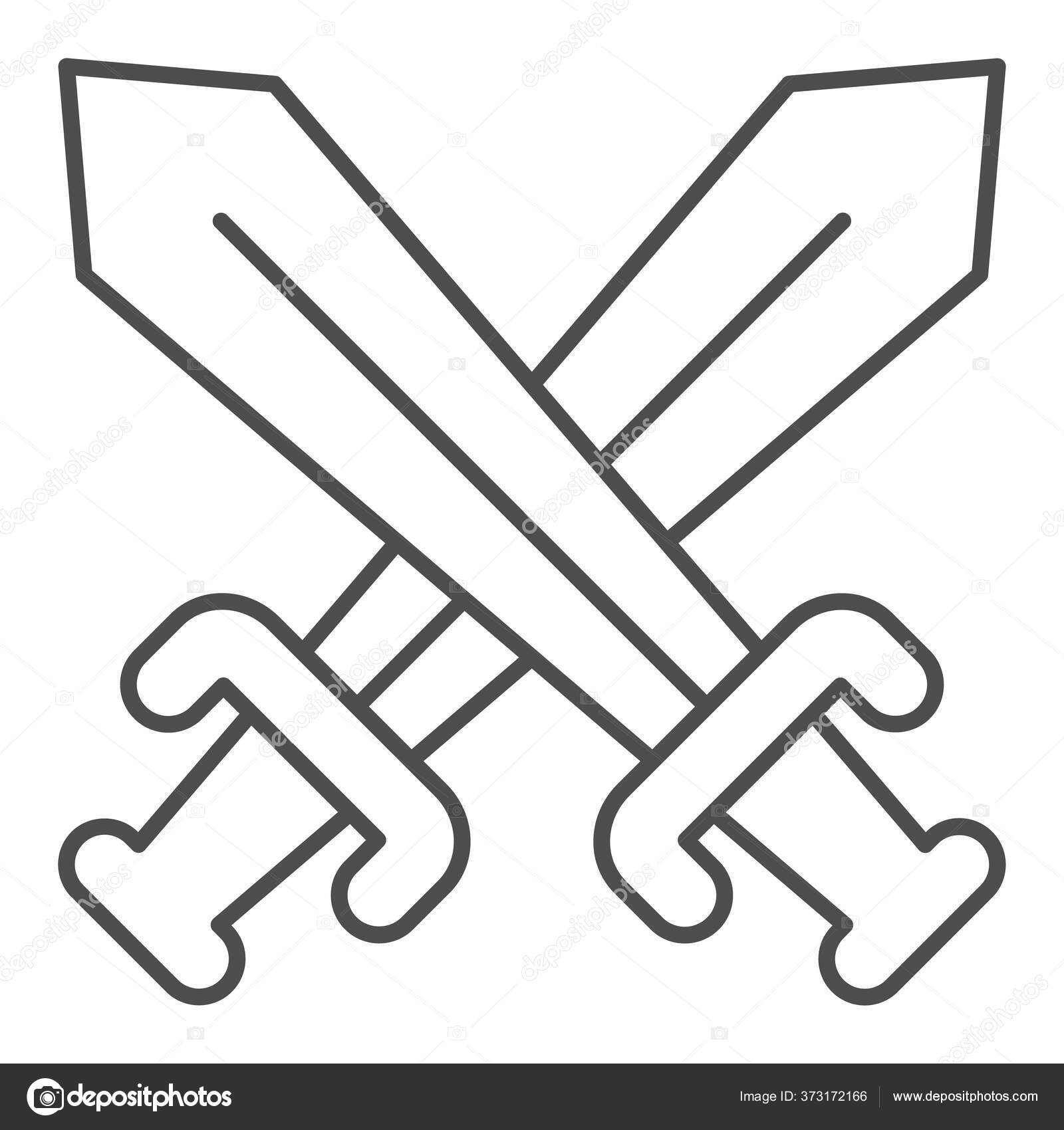 Crossed swords thin line icon. Blades crossed vector illustration ...