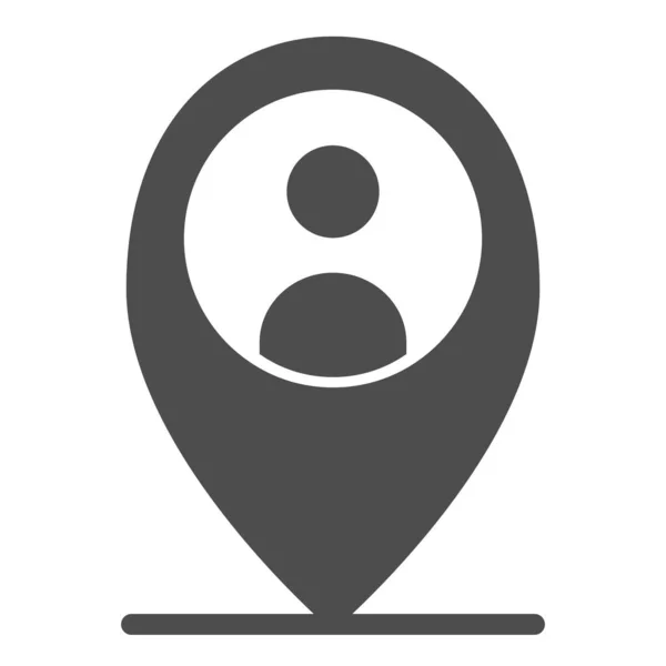 Person with location marker solid icon, Navigation concept, Meeting point location sign on white ...