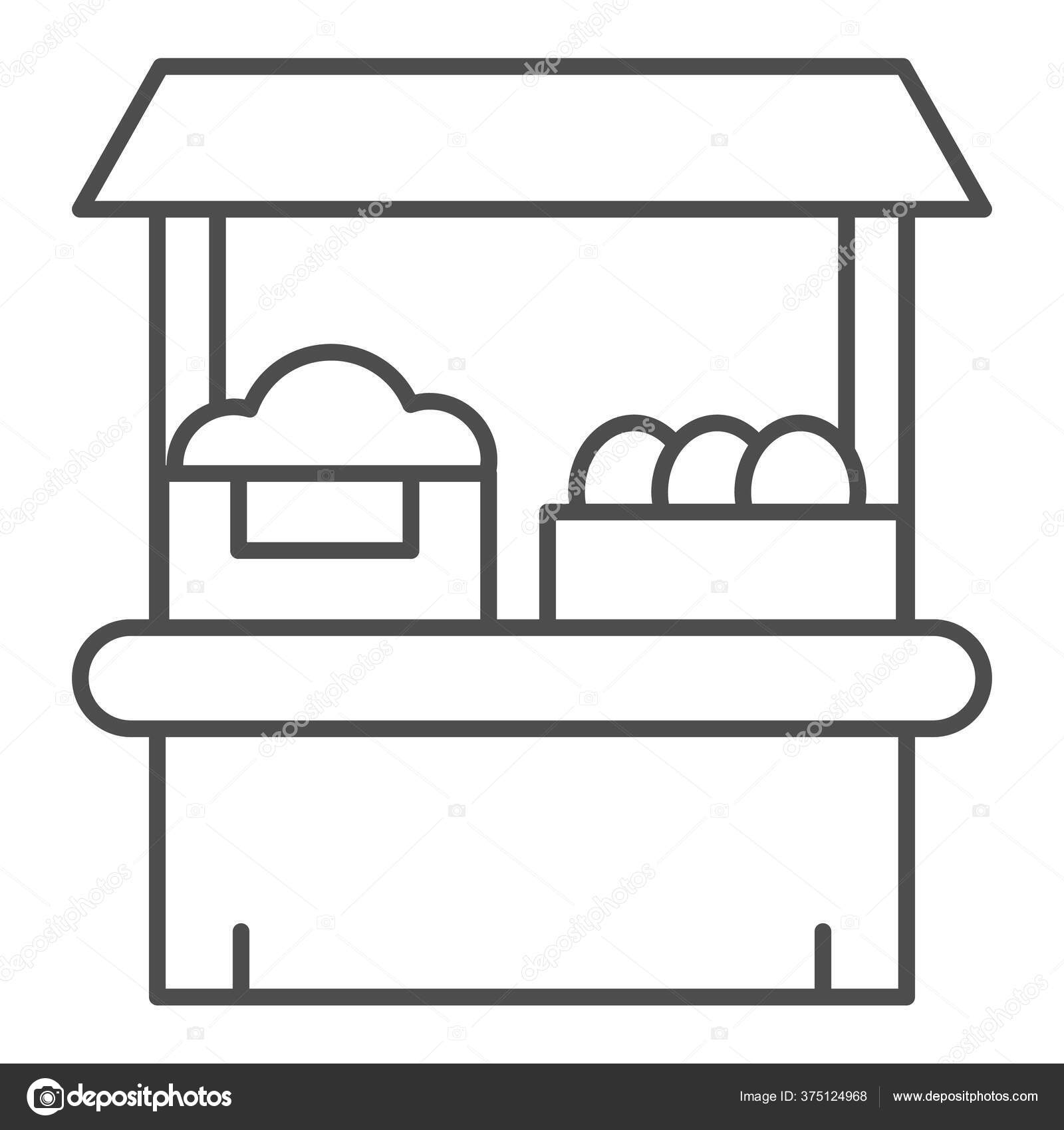 Grocery shop thin line icon. Farm store vector illustration isolated on ...
