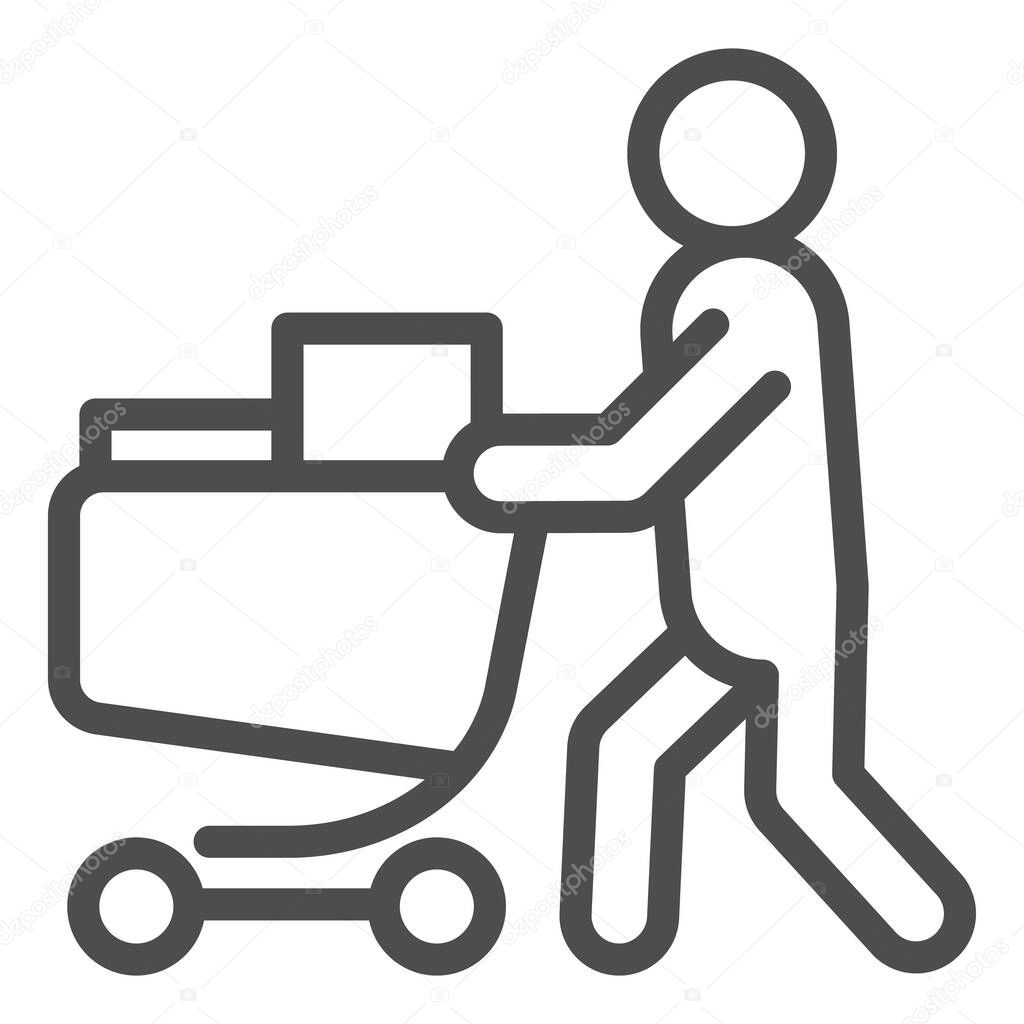 Comprador con el icono de la línea de carro completo. Persona con una ...