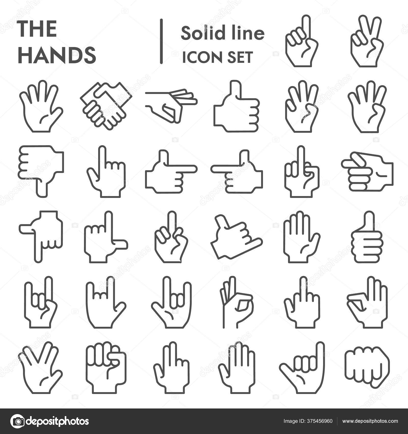 Hands line icon set, gesture symbols collection, vector sketches, logo ...