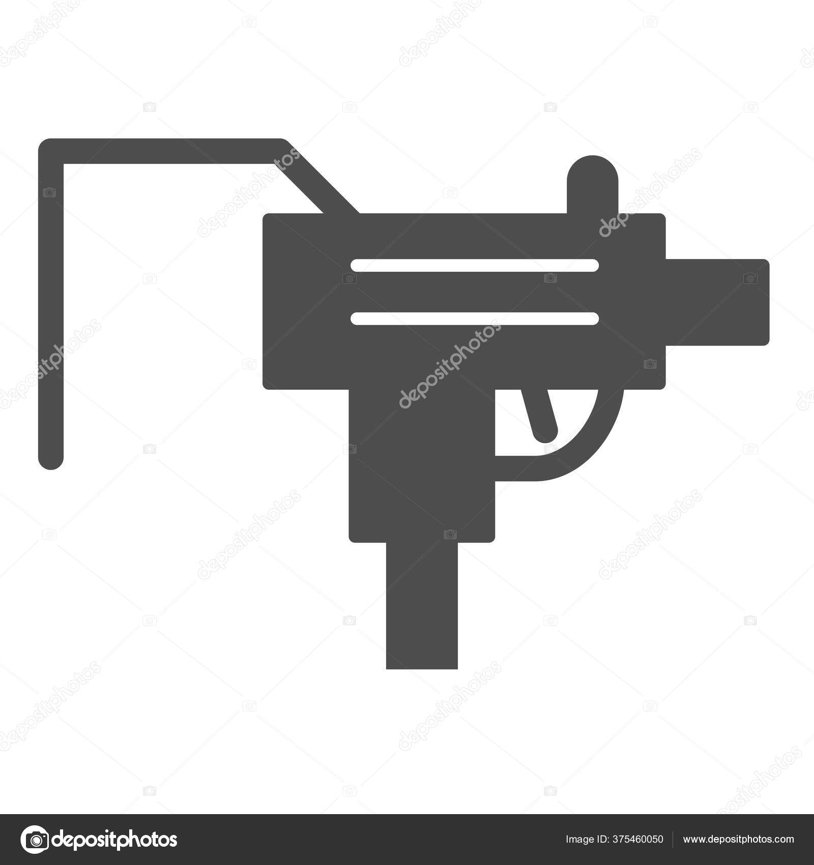 UZI machine solid icon. Gun vector illustration isolated on white ...