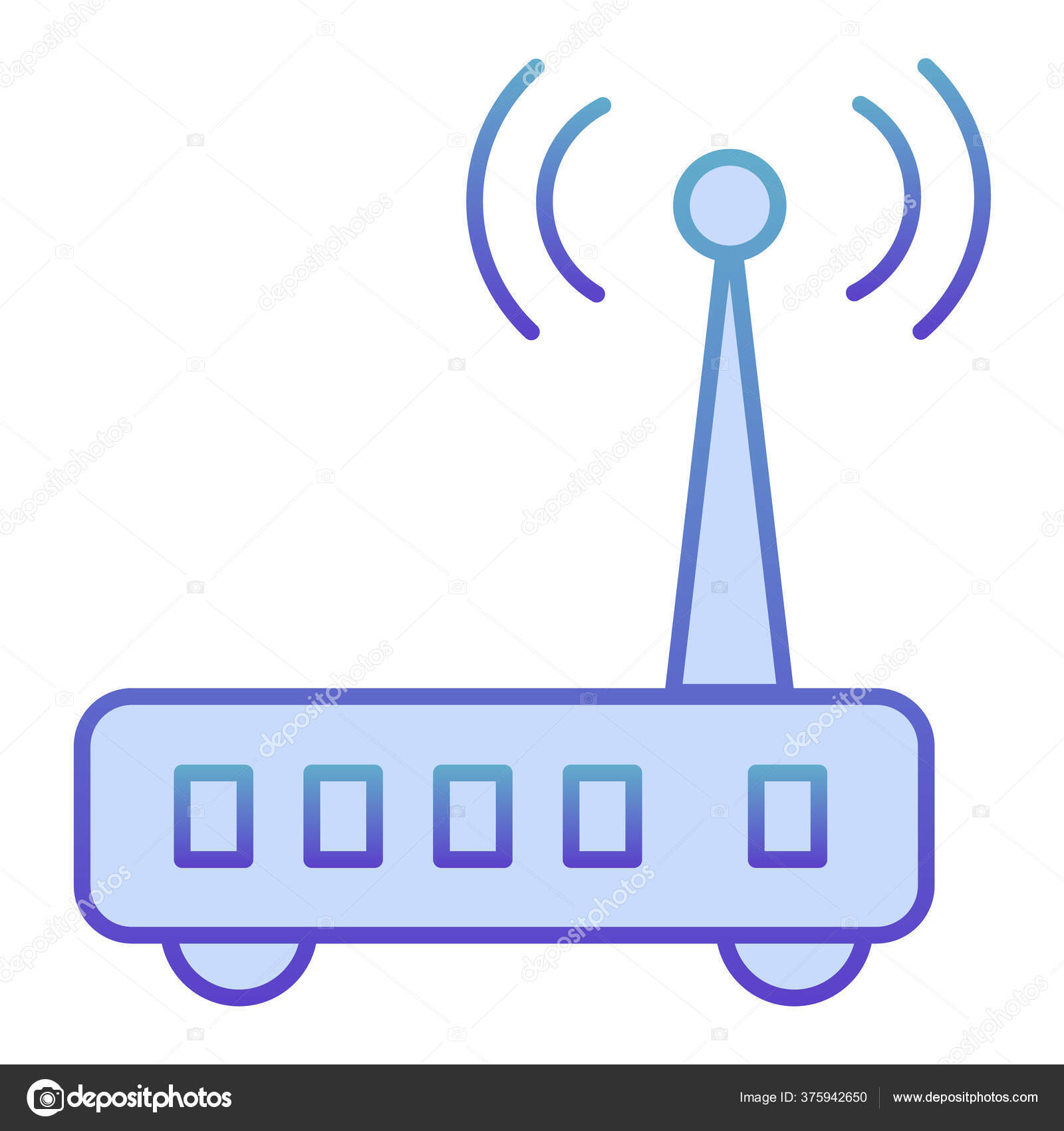 Router flat icon. Wi fi blue icons in trendy flat style. Wireless ...