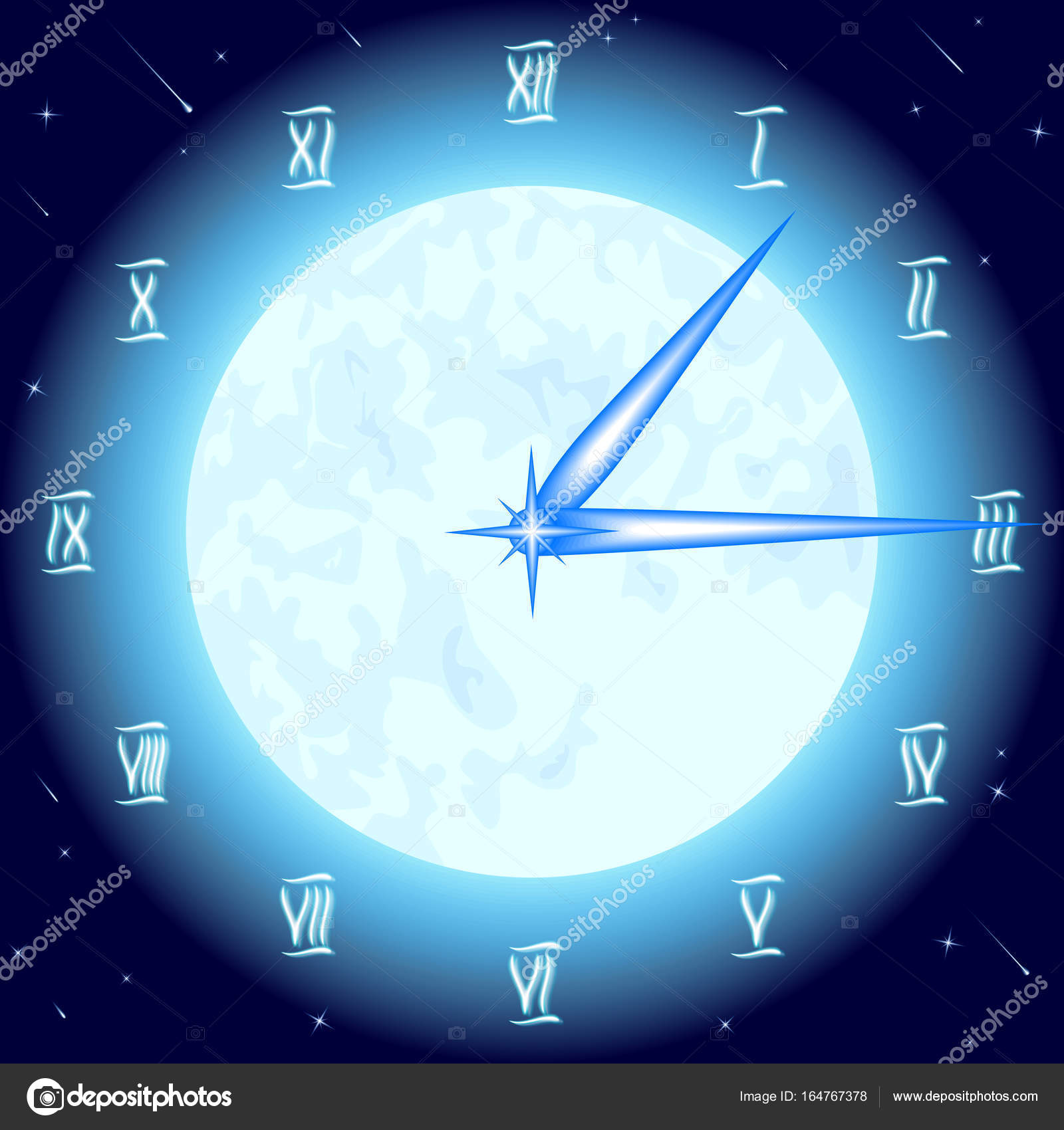 Moon clock on a blue background Stock Vector Image by ©dimnikuz #164767378