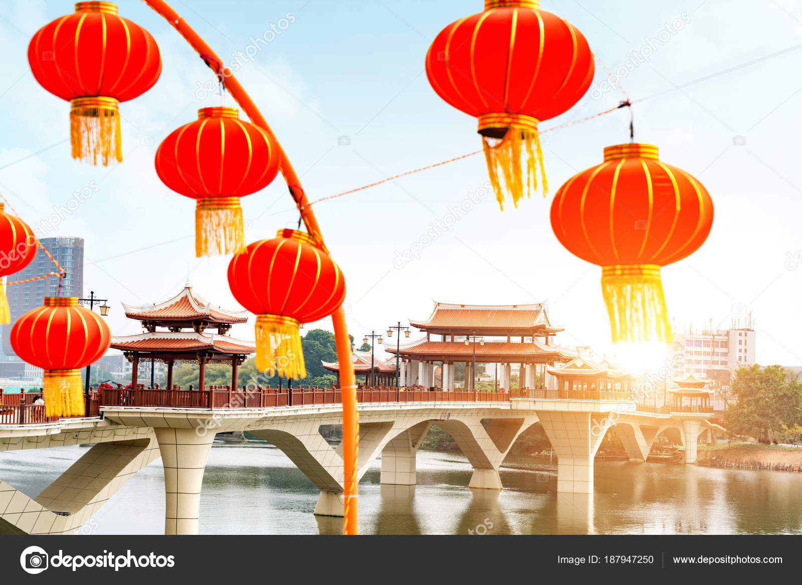 Chinese traditional style bridge Stock Photo by ©gyn9037 187947250
