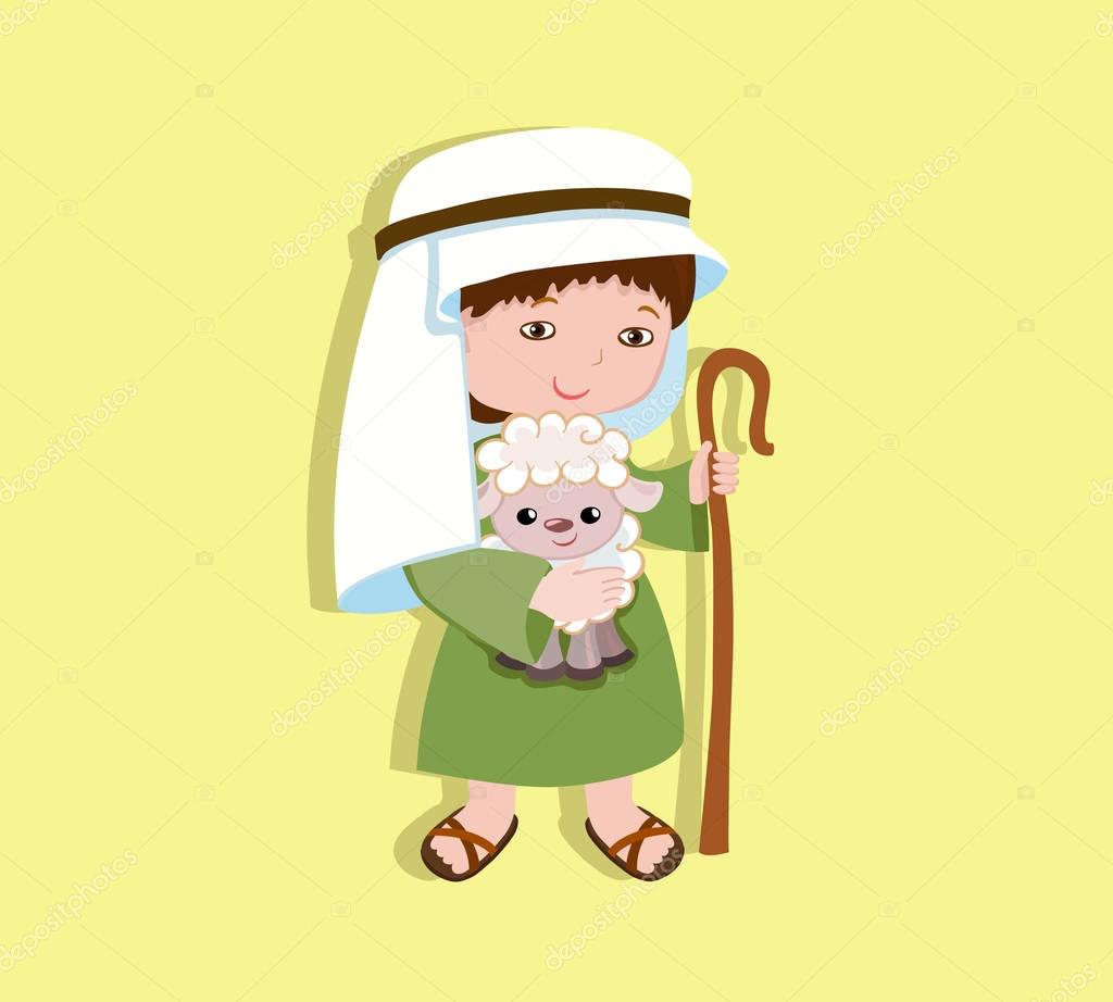 Ilustración de buen pastor diseño de dibujos animados. Ilustración ...