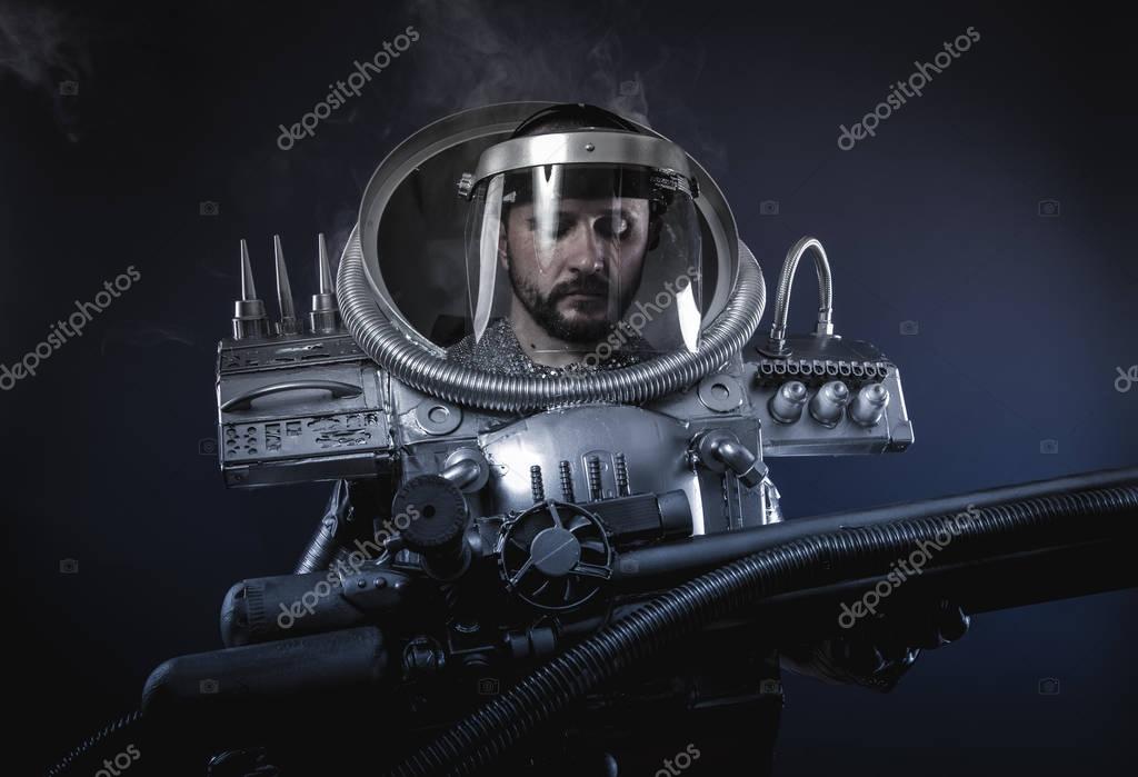 Astronaut dressed in silver space suit — Stock Photo © outsiderzone ...
