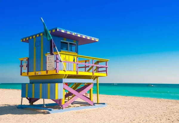 Colorful Lifeguard Tower in Miami Beach, Florida — Stock Photo ...