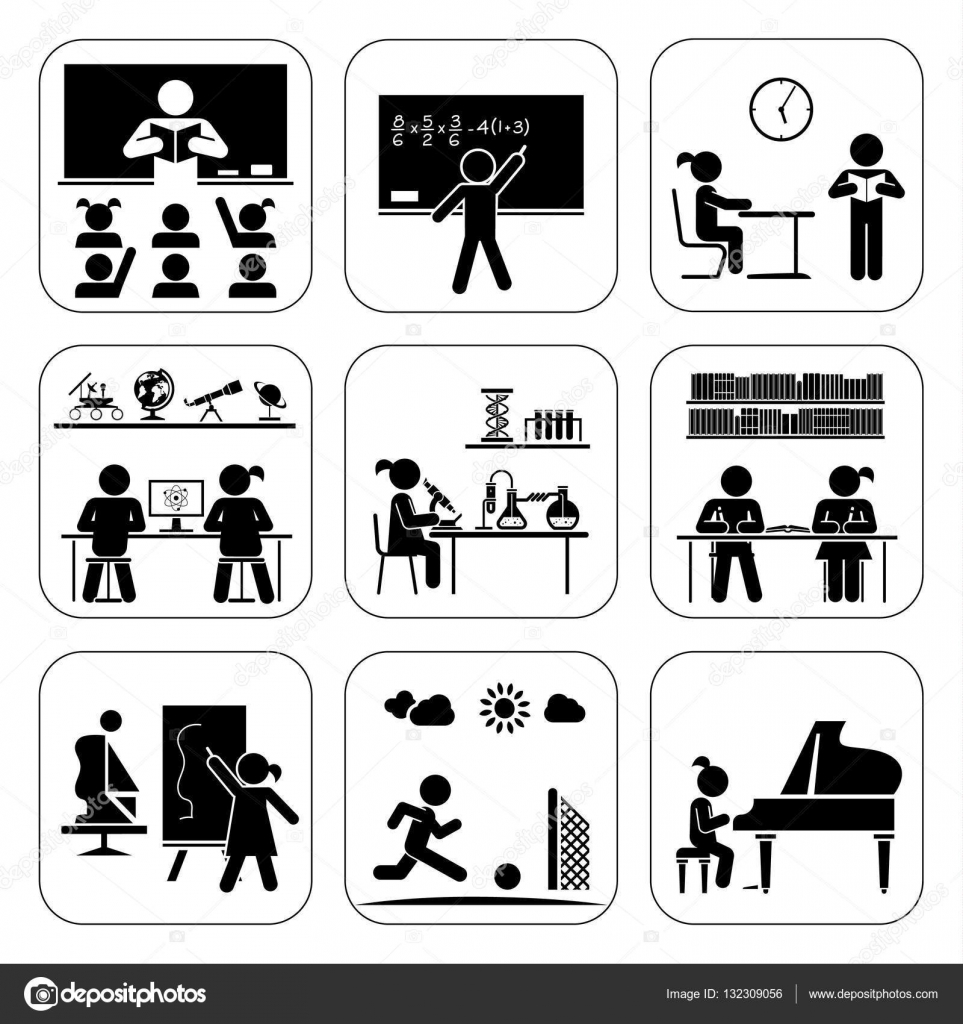 Back to school. Pictogram icon set. School days. — Stock Vector ...