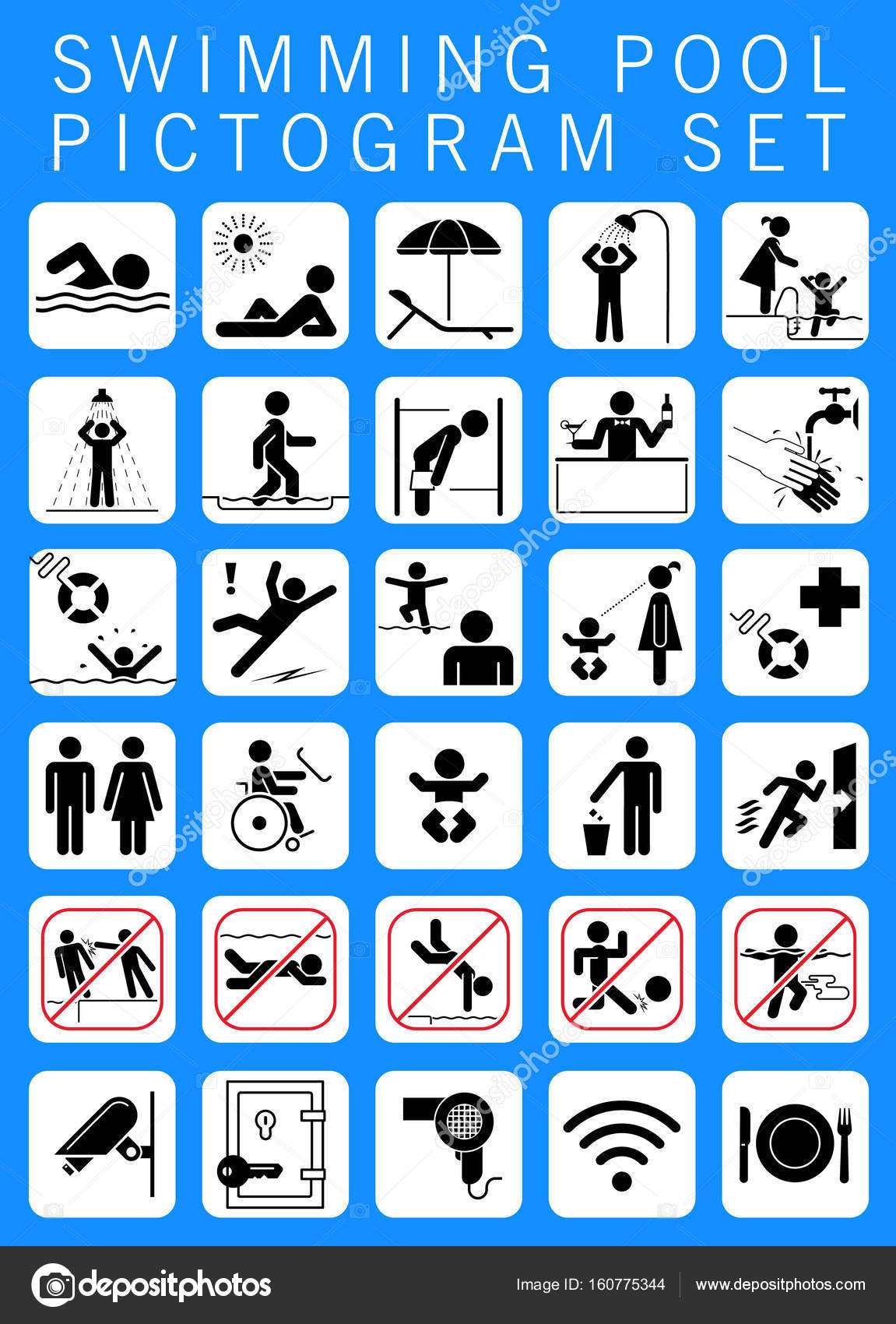 Vector: pool pictogram | Swimming pool pictogram set. — Stock Vector ...
