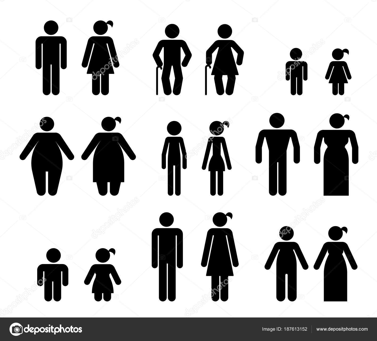 Piktogramme, die verschiedene Arten von Menschen darstellen. Körper a ...